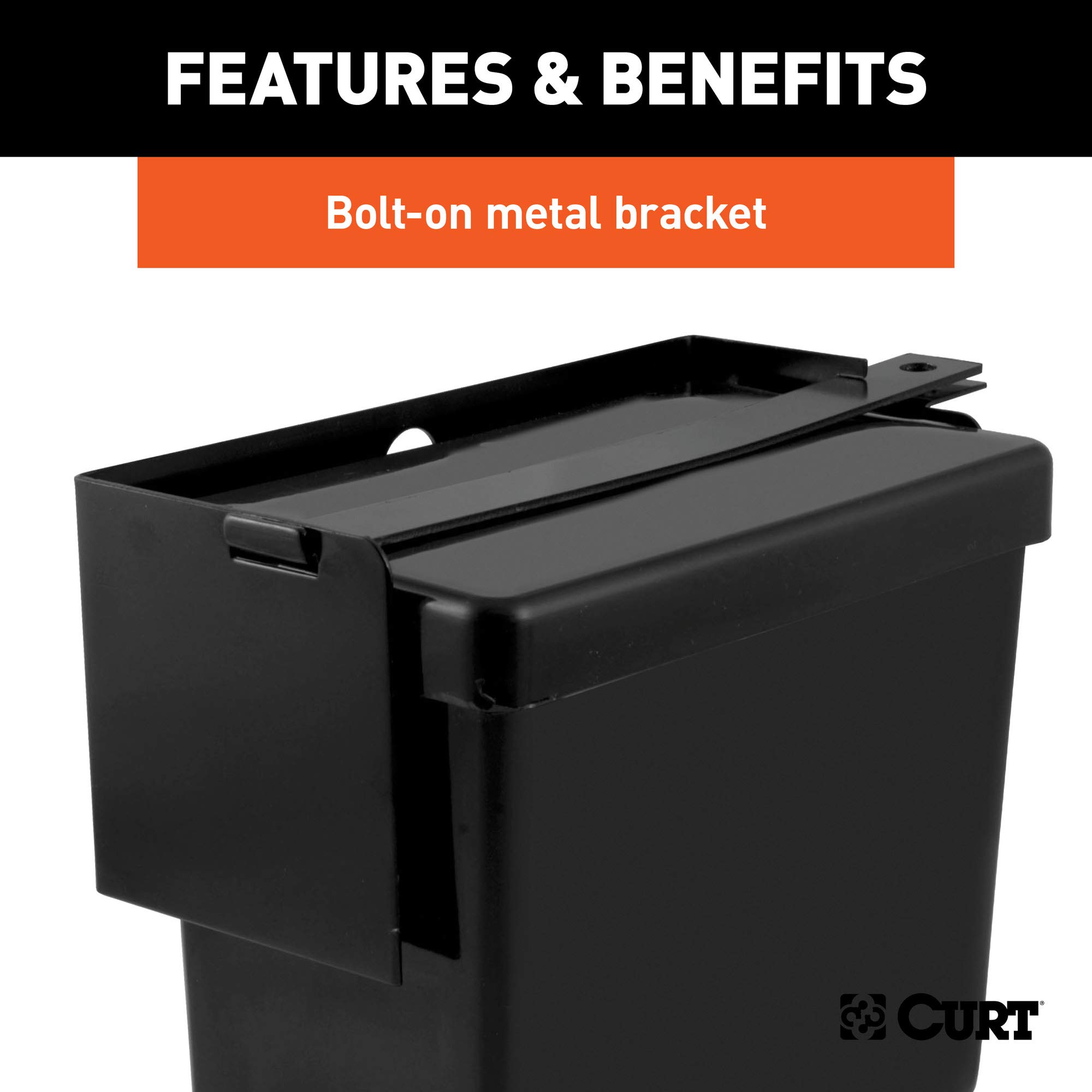 CURT 52090 5-7/8-Inch x 5-3/8-Inch x 3-1/2-Inch Lockable Trailer Breakaway Battery Case