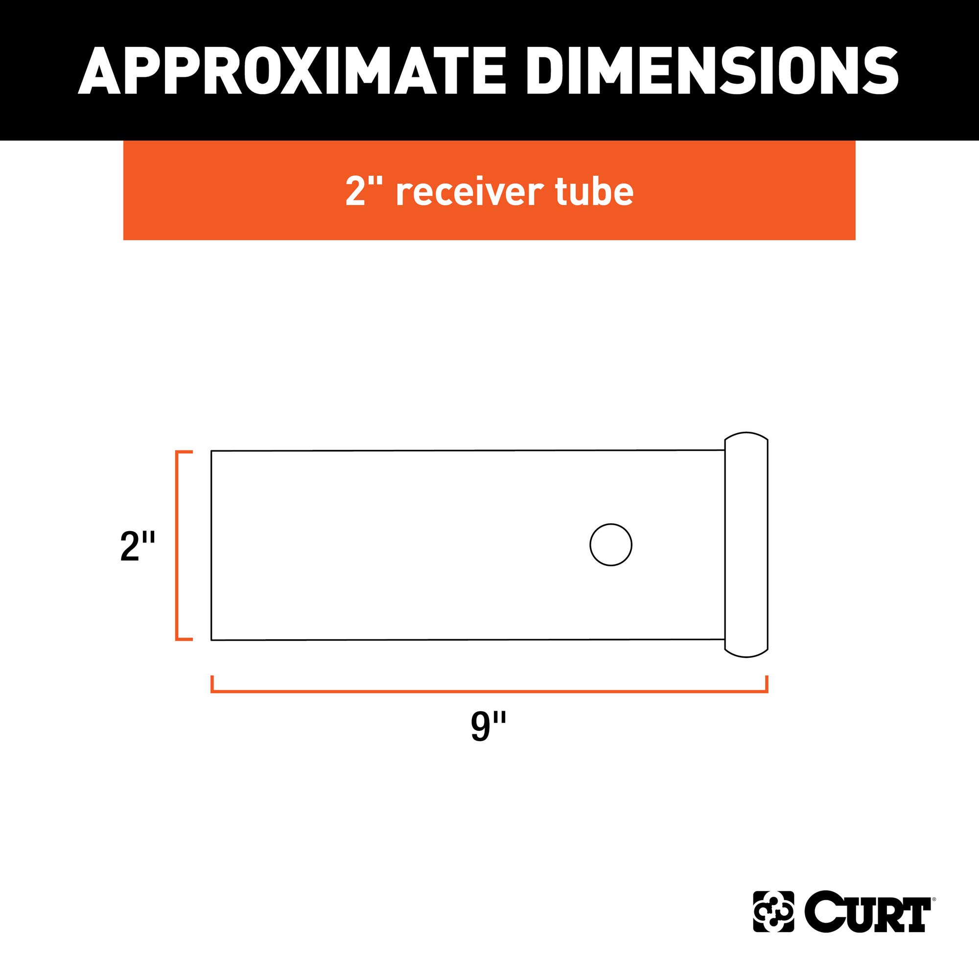 CURT 49090 2-Inch x 9-Inch Weld-On Raw Steel Trailer Hitch Receiver Tube