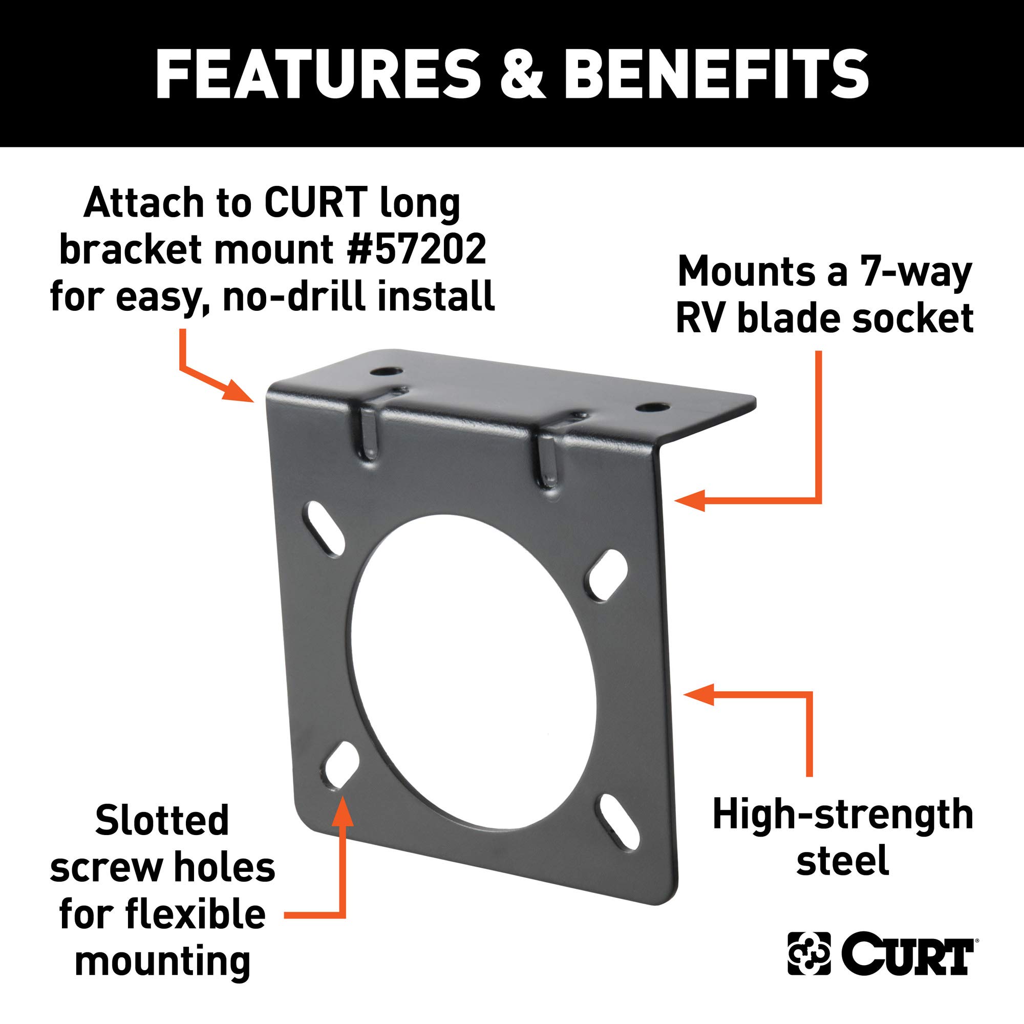 CURT 58520 Vehicle-Side Trailer Wiring Harness Mounting Bracket for 7-Pin USCAR Factory Socket on Ford, GM or Nissan