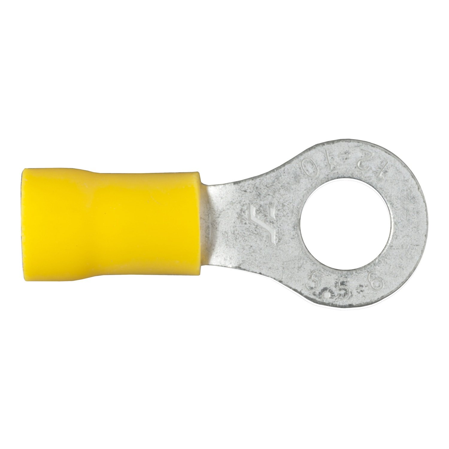 CURT 59534 12-10 Gauge Yellow Vinyl-Insulated Ring Terminal Wire Connectors, 1/4-Inch Stud, 100-Pack