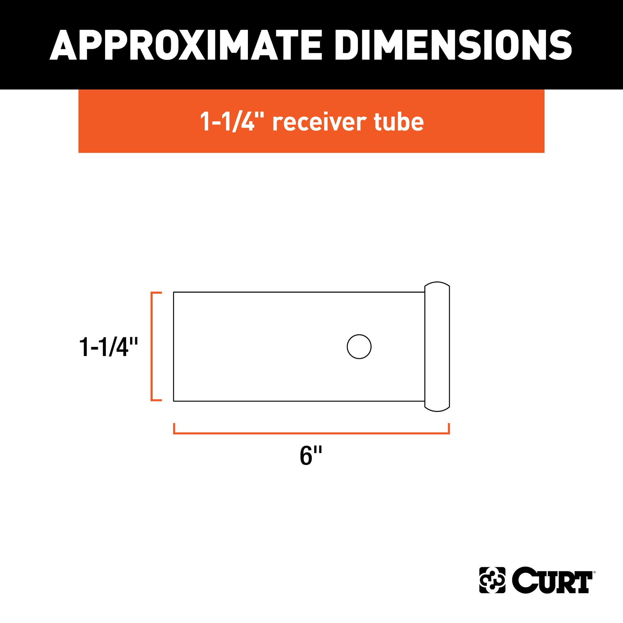 CURT 49506 1-1/4-Inch x 6-Inch Weld-On Raw Steel Trailer Hitch Receiver Tube