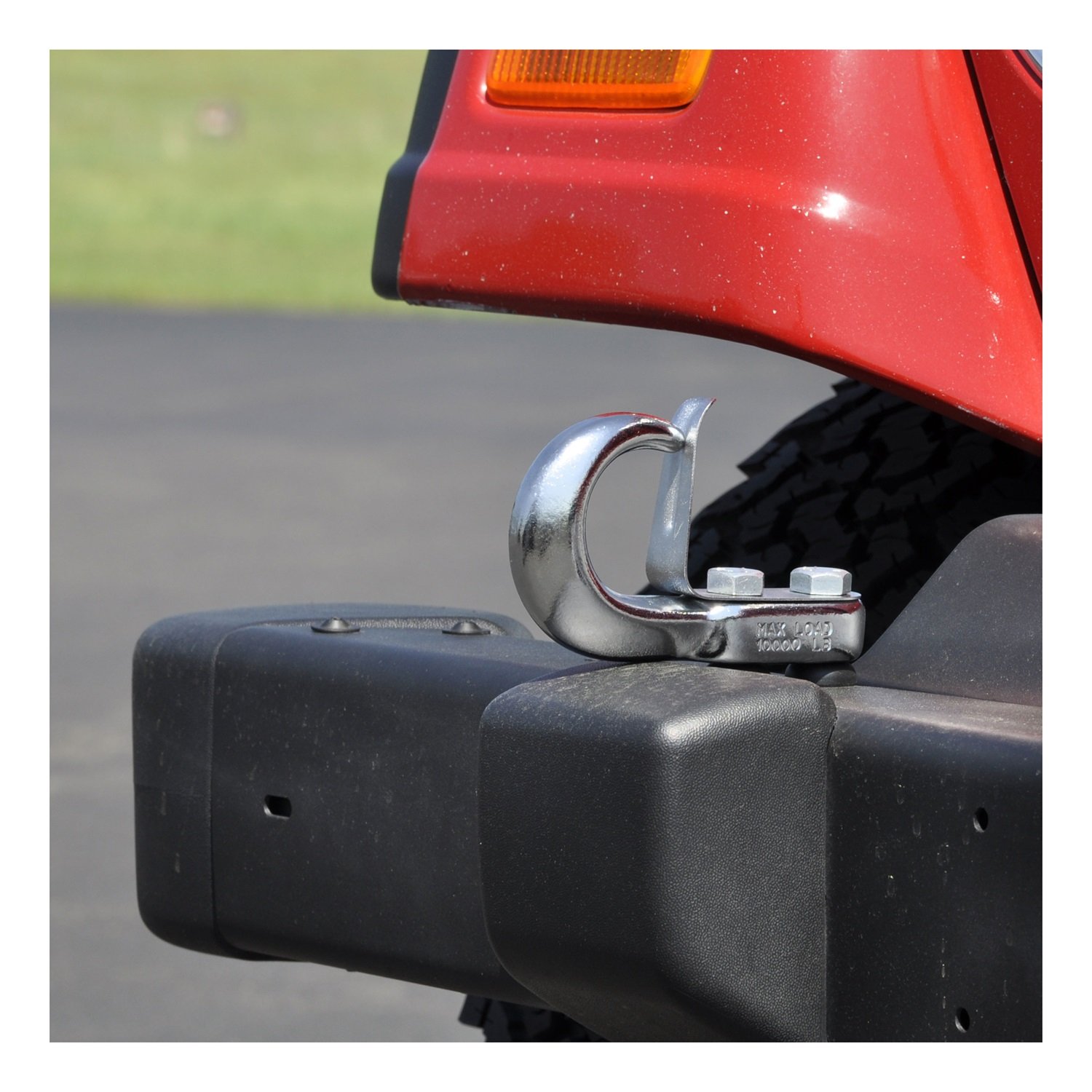 CURT 22411 Bolt-On Black Steel Tow Hook with Spring Clip, 10,000 lbs Capacity