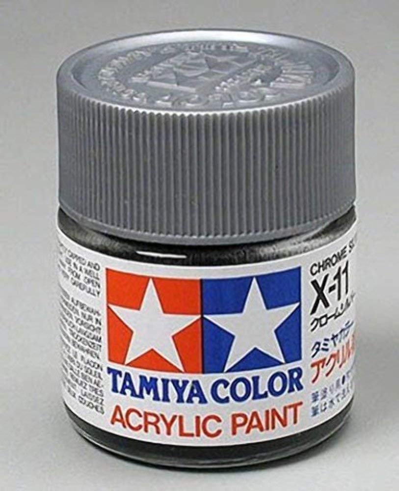 Tamiya America, Inc Acrylic X11 Gloss,Chrome Silver, TAM81011 0.77 Fl Oz (Pack of 1)