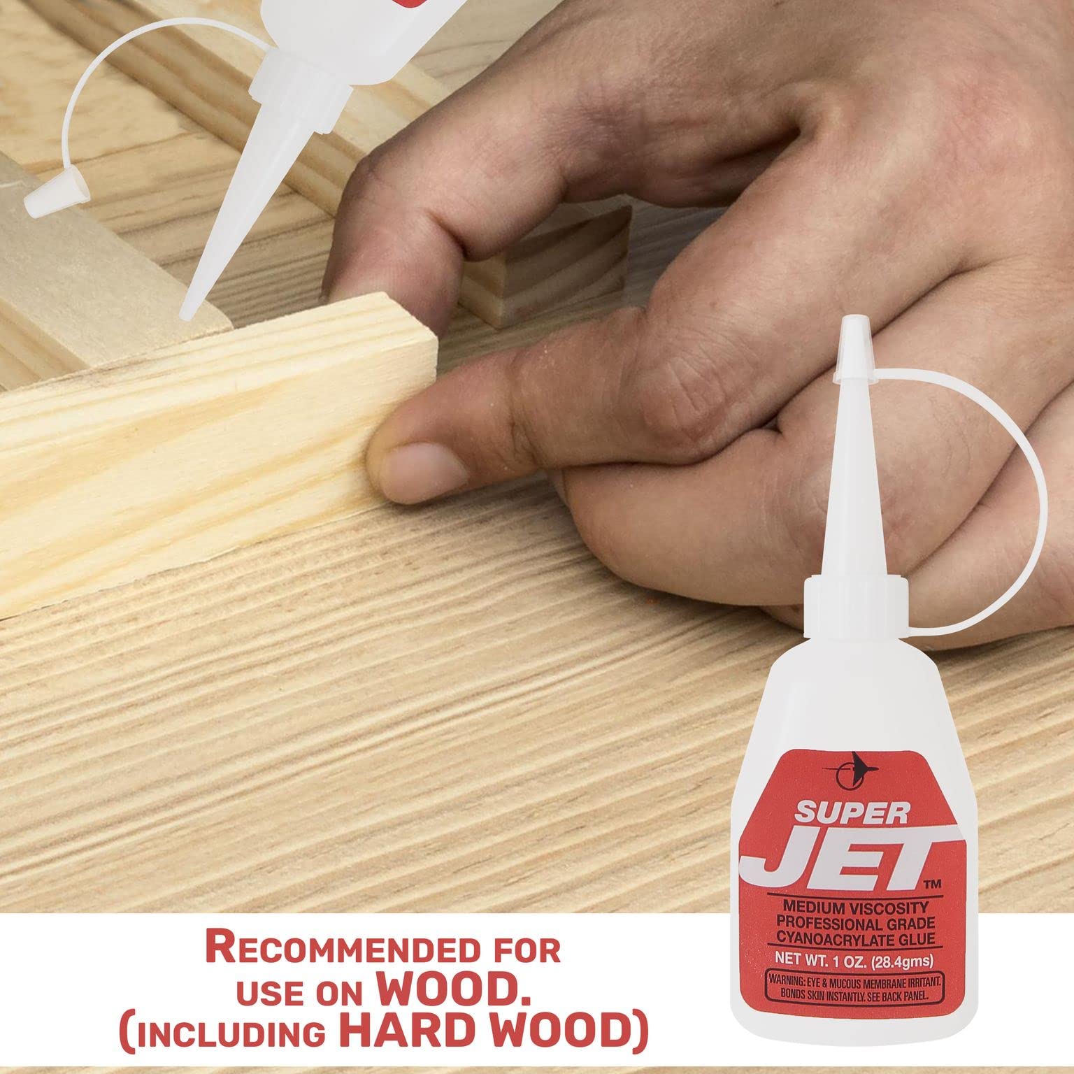 Jet Glue Super Jet - Medium Thickness Industrial Strength CA Glue - Forms Strong Bonds With Just Anything - General Purpose Cyanoacrylate Glue
