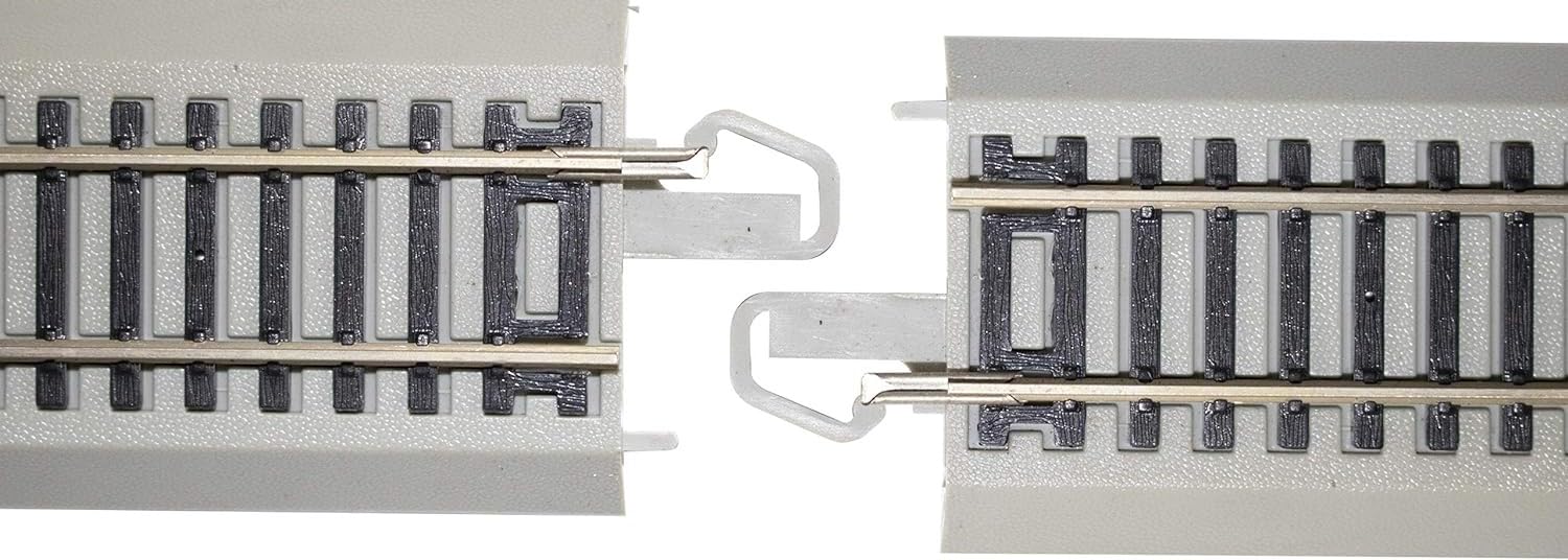 Bachmann Trains - Snap-Fit E-Z Track 9” Straight Terminal Rerailer w/Wire (1/card) - Nickel Silver Rail With Gray Roadbed - HO Scale