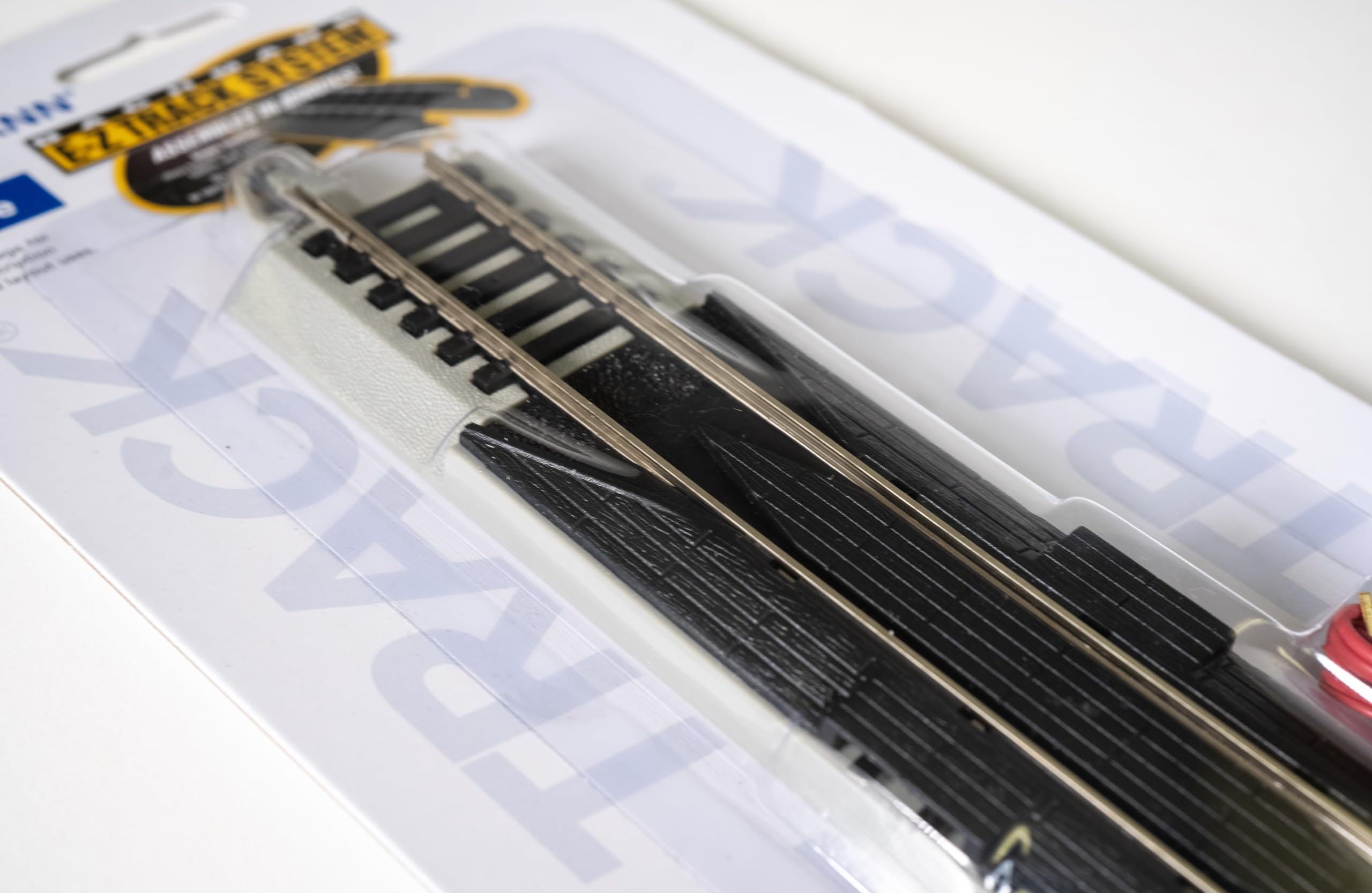 Bachmann Trains - Snap-Fit E-Z Track 9” Straight Terminal Rerailer w/Wire (1/card) - Nickel Silver Rail With Gray Roadbed - HO Scale