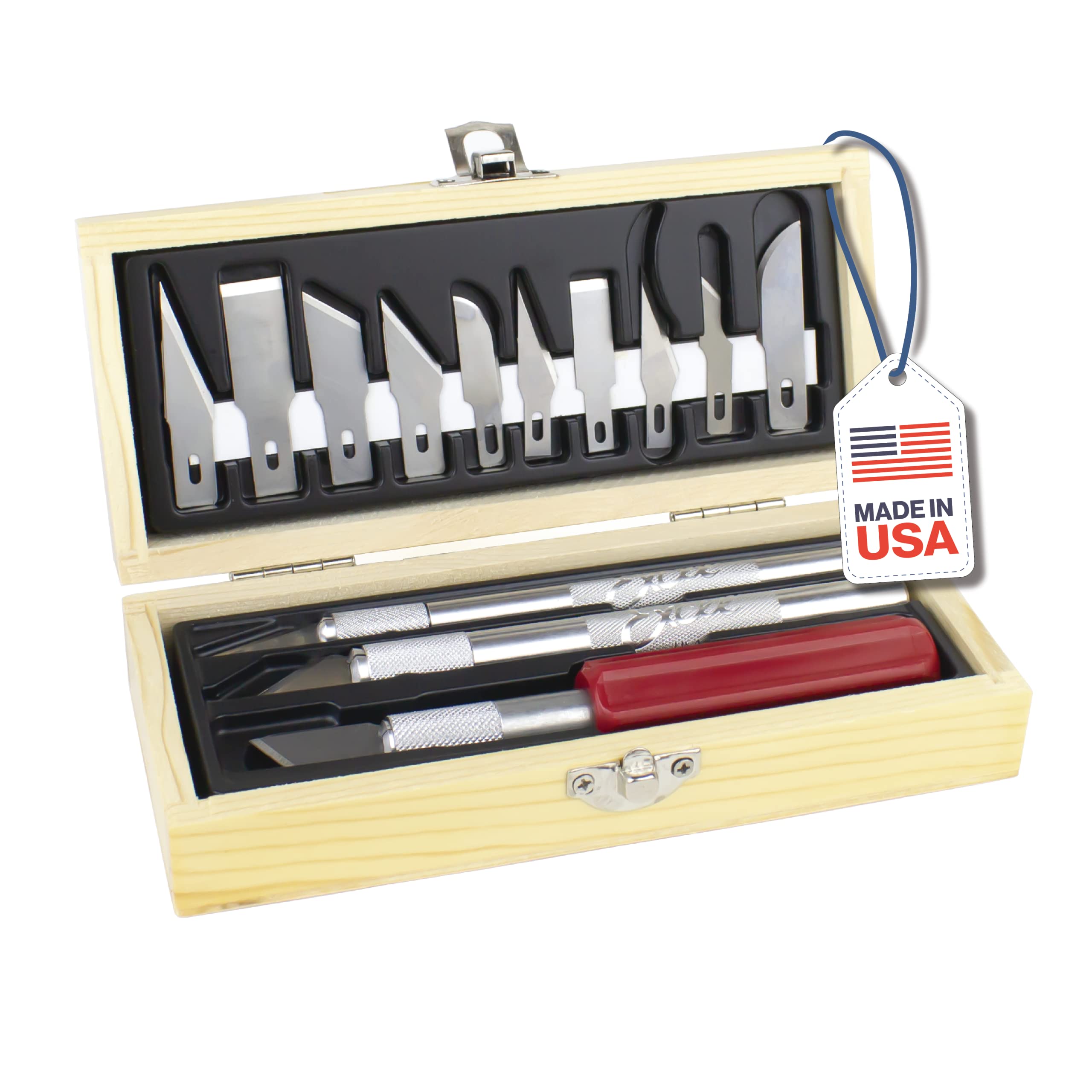 Excel Blades Sharp Hobby Knife Set, Precision Cutting Tool Set for Vinyl, Paper, Wood, Leather, Craft Knife Bulk Set Includes Light To Heavy Duty Knives and 13 Blades