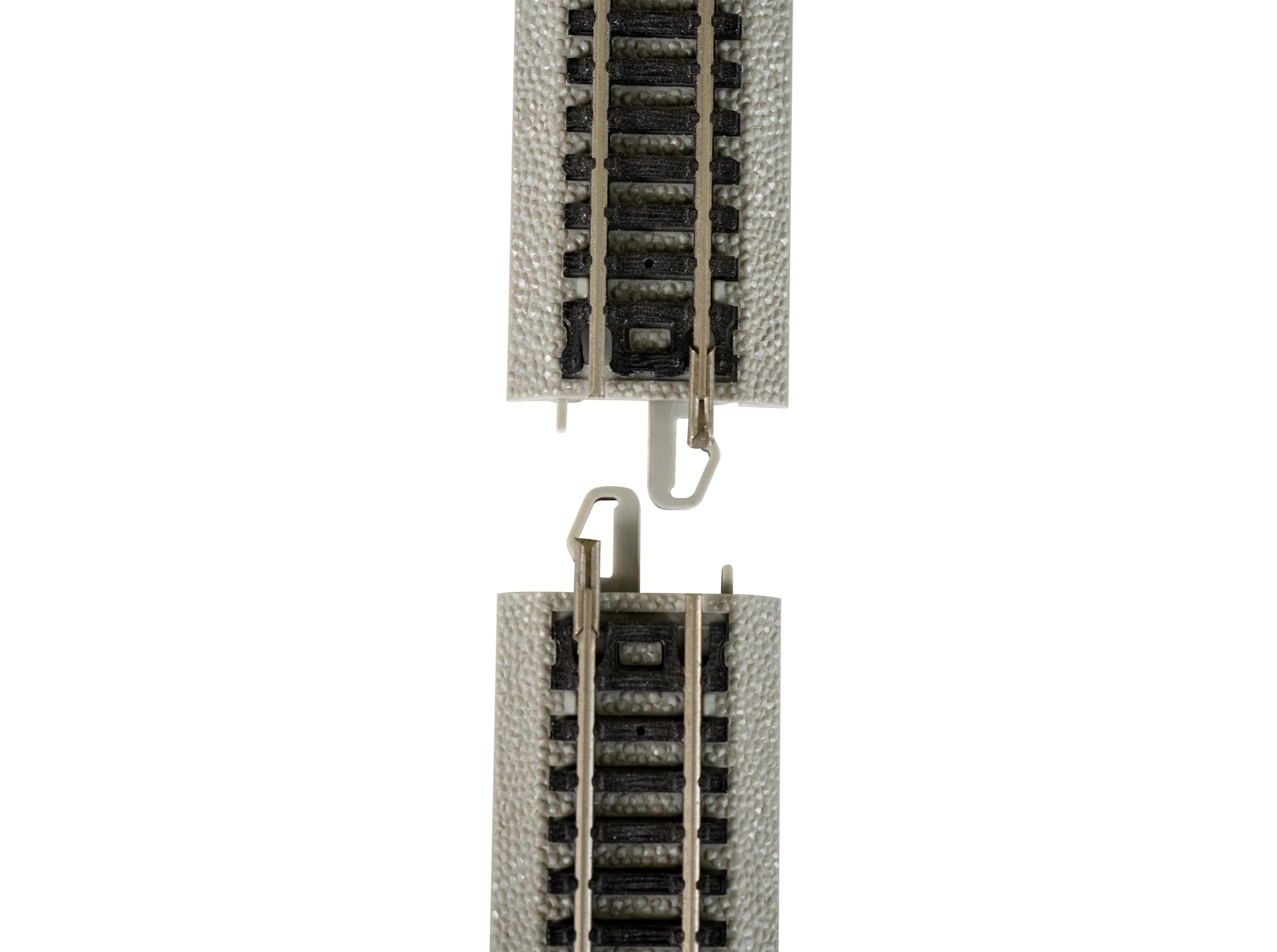 Bachmann Trains - Snap-Fit E-Z TRACK ASST. SECTIONS STRAIGHT TRACK (2 each 4.50", 2.25" and 1.125" per card) - NICKEL SILVER Rail With Grey Roadbed - N Scale, 8