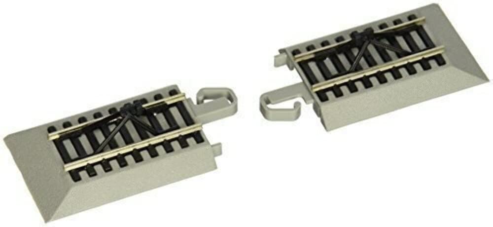 Bachmann Trains - Snap-Fit E-Z TRACK HAYES BUMPERS (2/card) - NICKEL SILVER Rail With Gray Roadbed - HO Scale