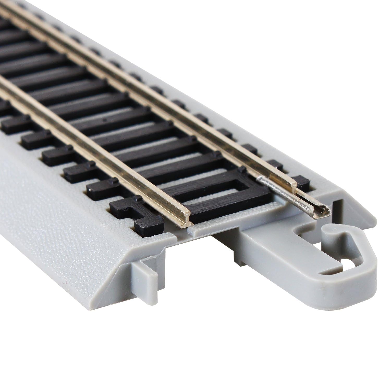 Bachmann Trains - Snap-Fit E-Z TRACK 4.50” STRAIGHT TRACK (4/card) - NICKEL SILVER Rail With Gray Roadbed - HO Scale