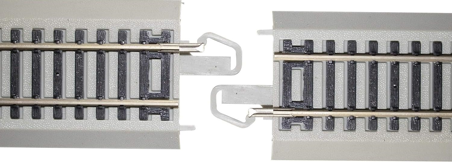 Bachmann Trains - Snap-Fit E-Z TRACK 4.50” STRAIGHT TRACK (4/card) - NICKEL SILVER Rail With Gray Roadbed - HO Scale