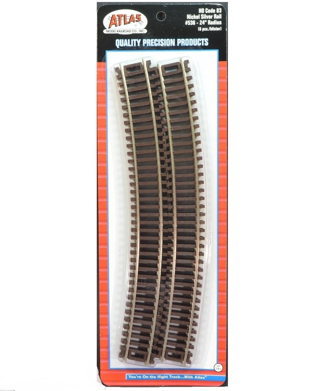 Atlas Code 83 Nickel Silver 24" Radius Snap Track (6/Bx) HO Scale Trains