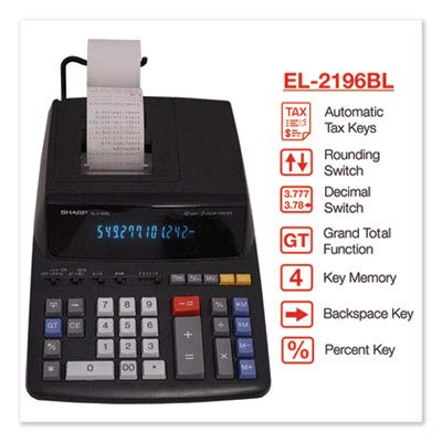 Sharp EL2196BL Standard Function Calculator, Black