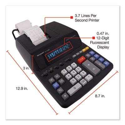 Sharp EL2196BL Standard Function Calculator, Black
