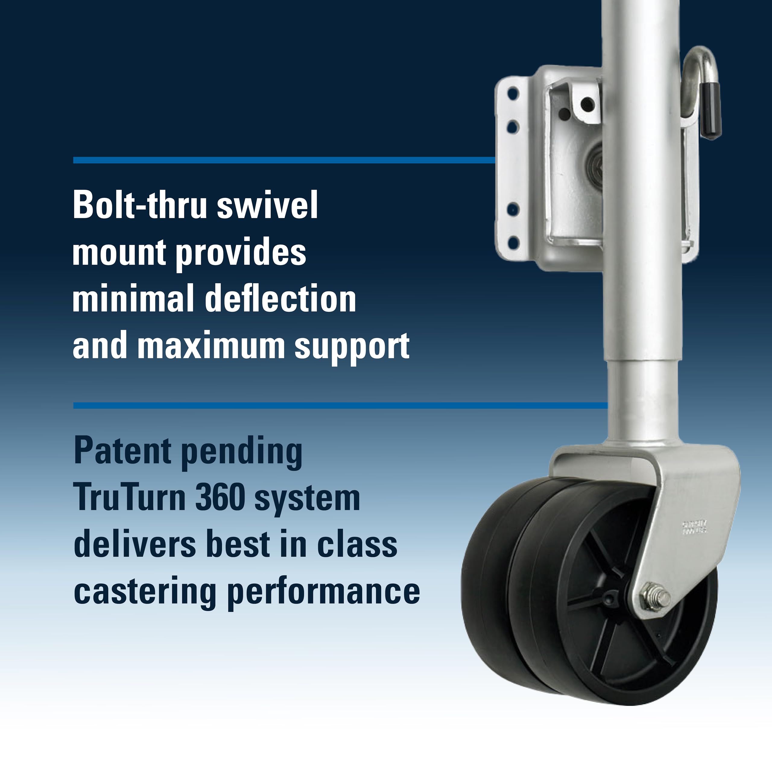 Fulton XPD15L0101 Swivel Trailer Tongue Jack, Dual Wheel - 1500 Lbs. Capacity, Steel