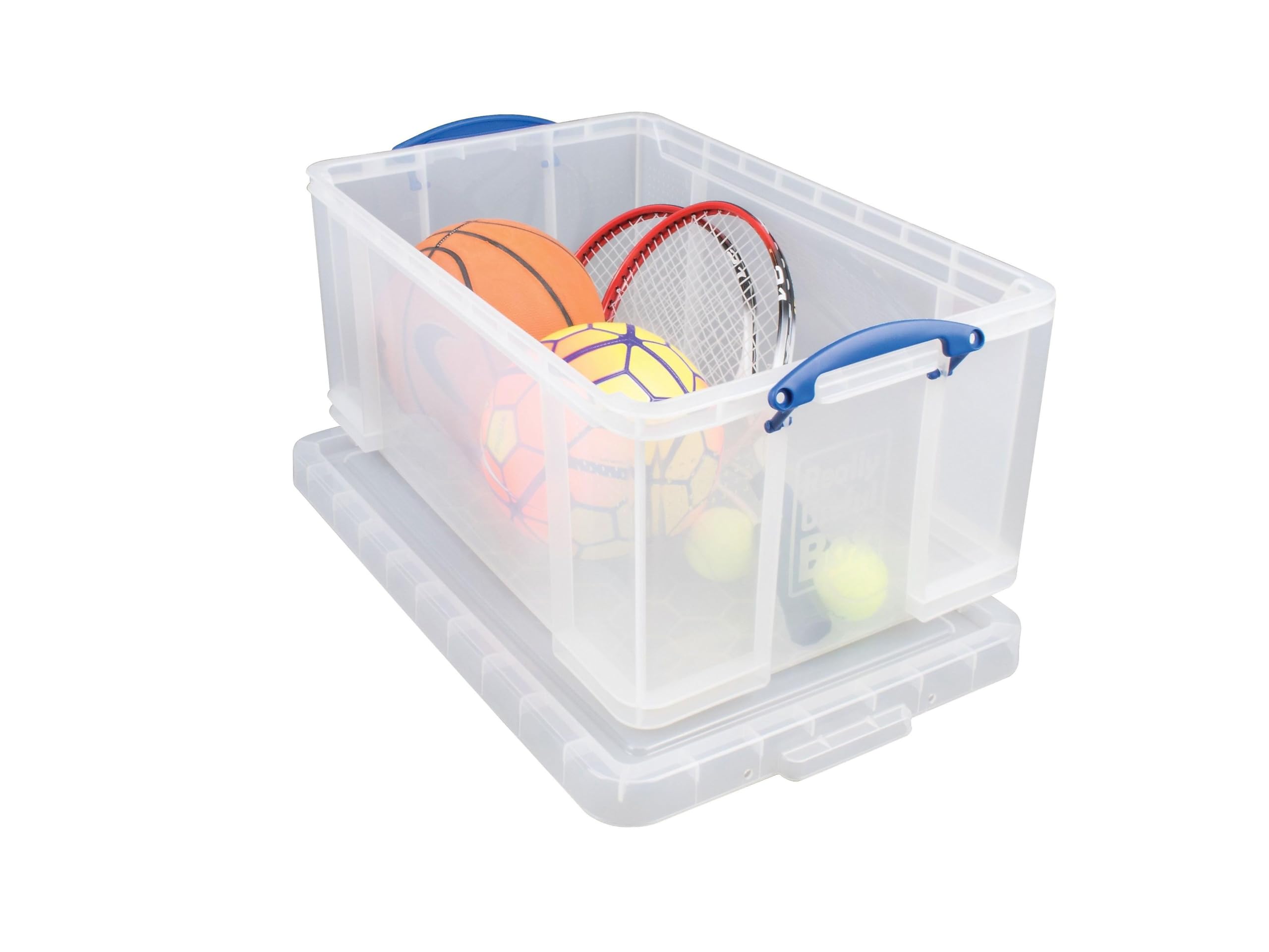 Really Useful Boxes(R) Plastic Storage Box, 64 Liters, 12 1/4in.H x 17 5/16in.W x 28in.D, Clear, 64C