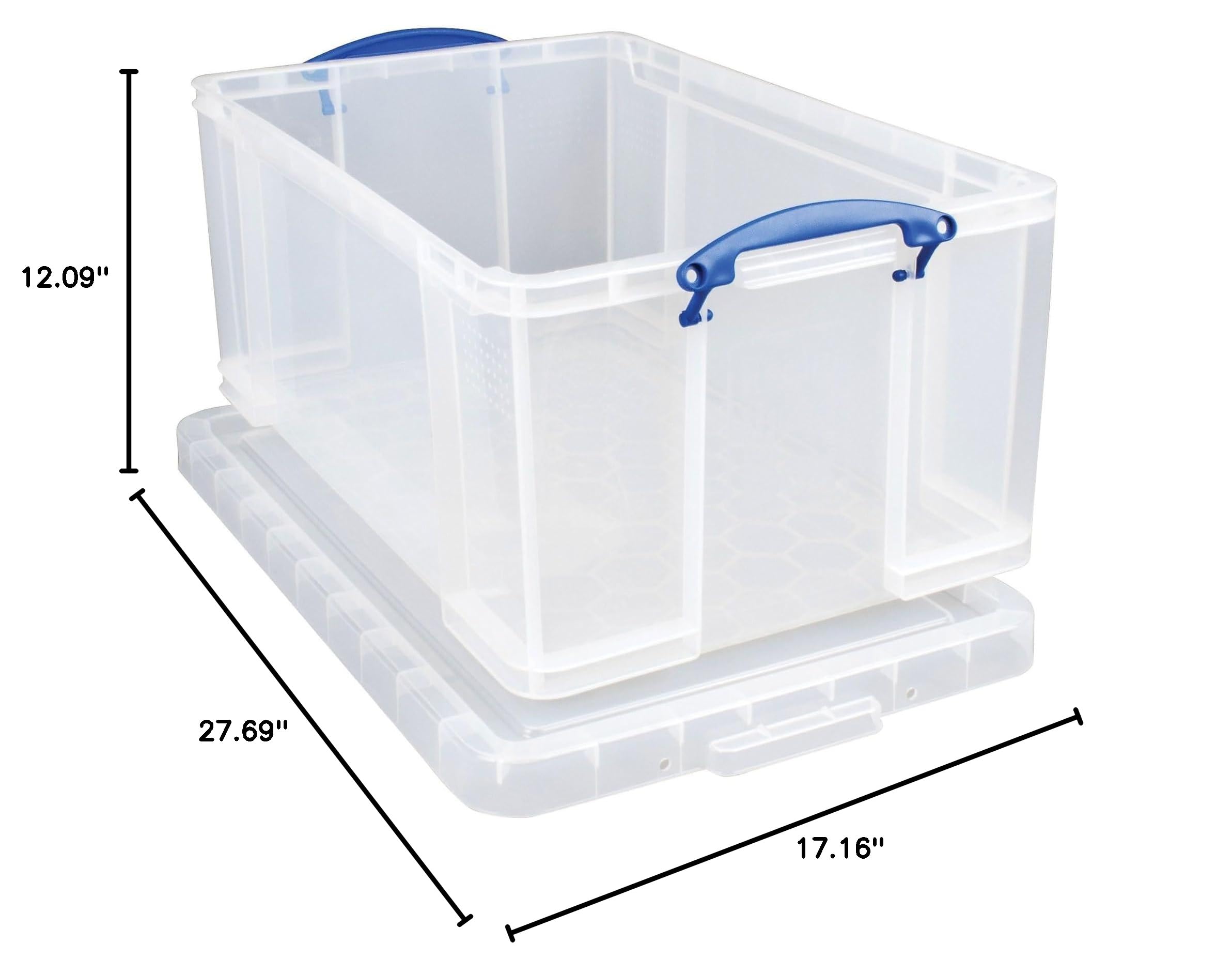 Really Useful Boxes(R) Plastic Storage Box, 64 Liters, 12 1/4in.H x 17 5/16in.W x 28in.D, Clear, 64C