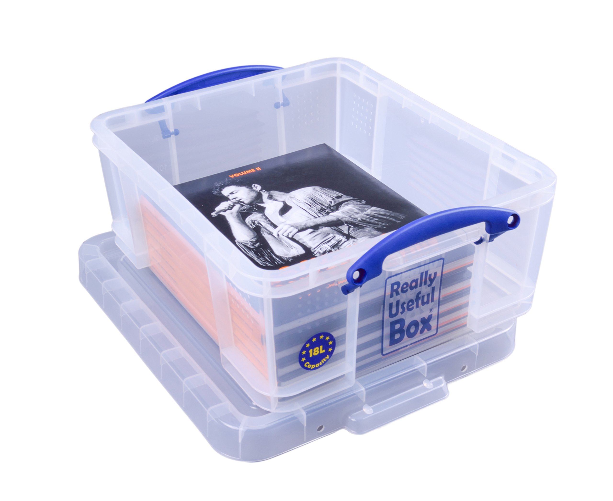 Really Useful Storage Box Plastic Lightweight Robust Stackable 18 Litre W390Xd480Xh200Mm Clear - Ref 18C