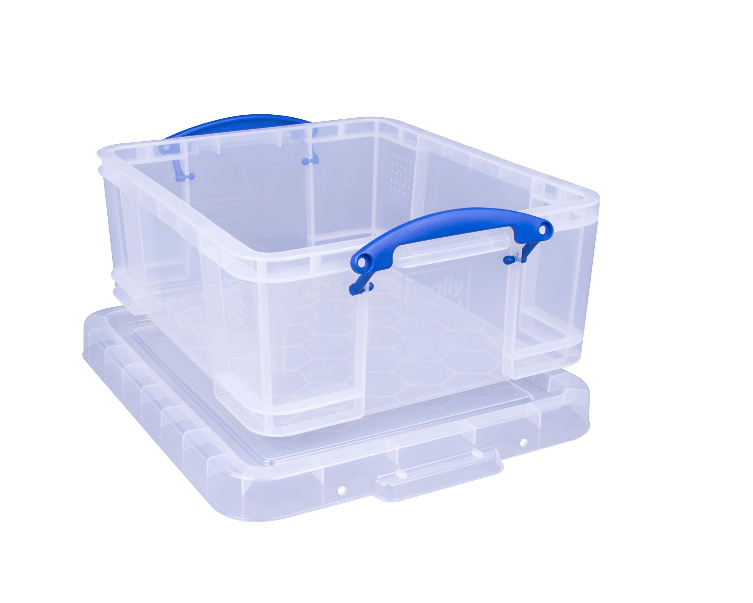 Really Useful Storage Box Plastic Lightweight Robust Stackable 18 Litre W390Xd480Xh200Mm Clear - Ref 18C