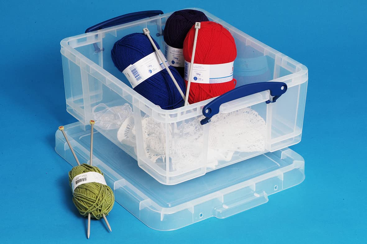 Really Useful Storage Box Plastic Lightweight Robust Stackable 18 Litre W390Xd480Xh200Mm Clear - Ref 18C