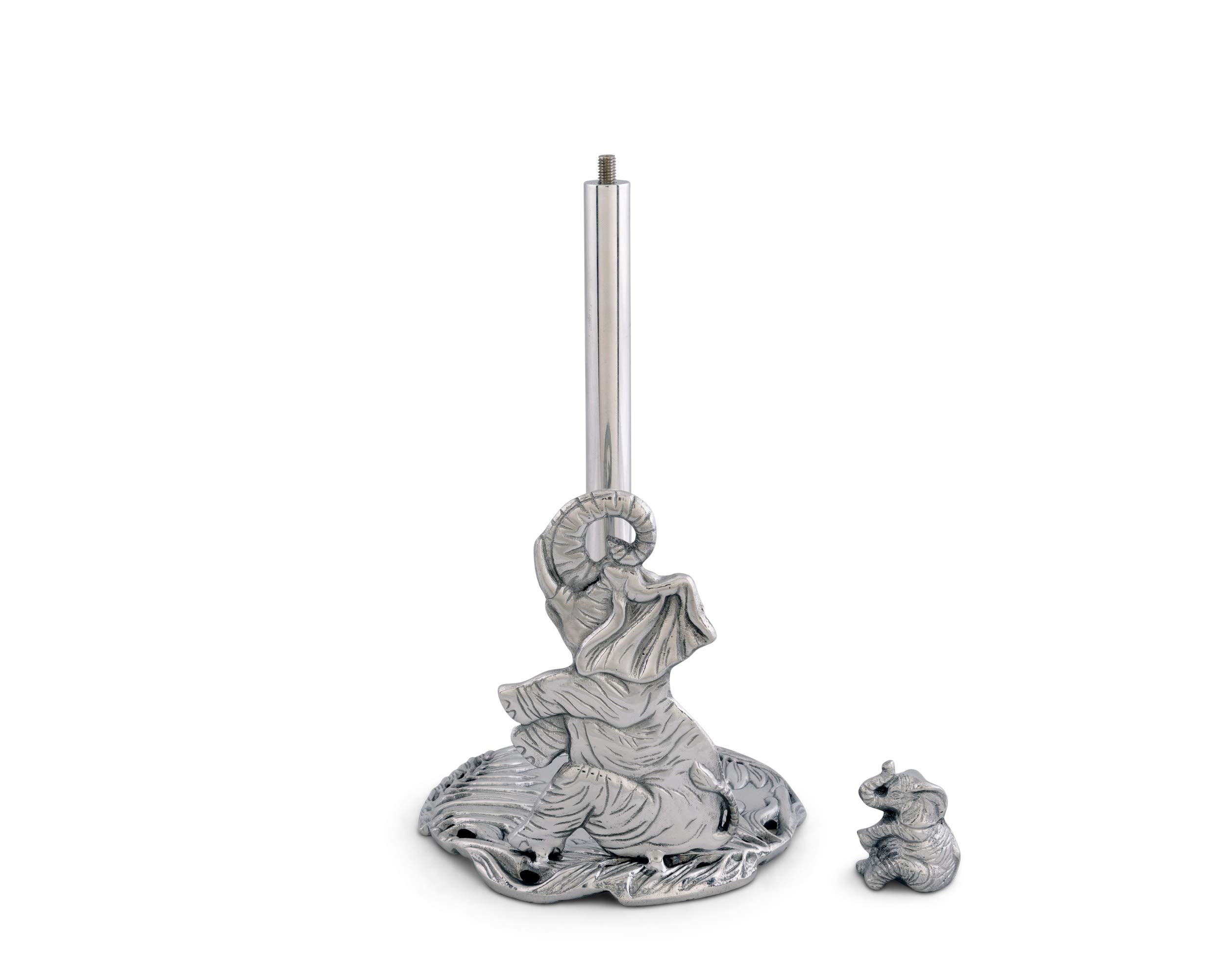 Arthur Court Designs Elephant Decorative Counter Top Paper Towel Holder - Aluminum Metal Countertop 14.5 inch Standing Tall