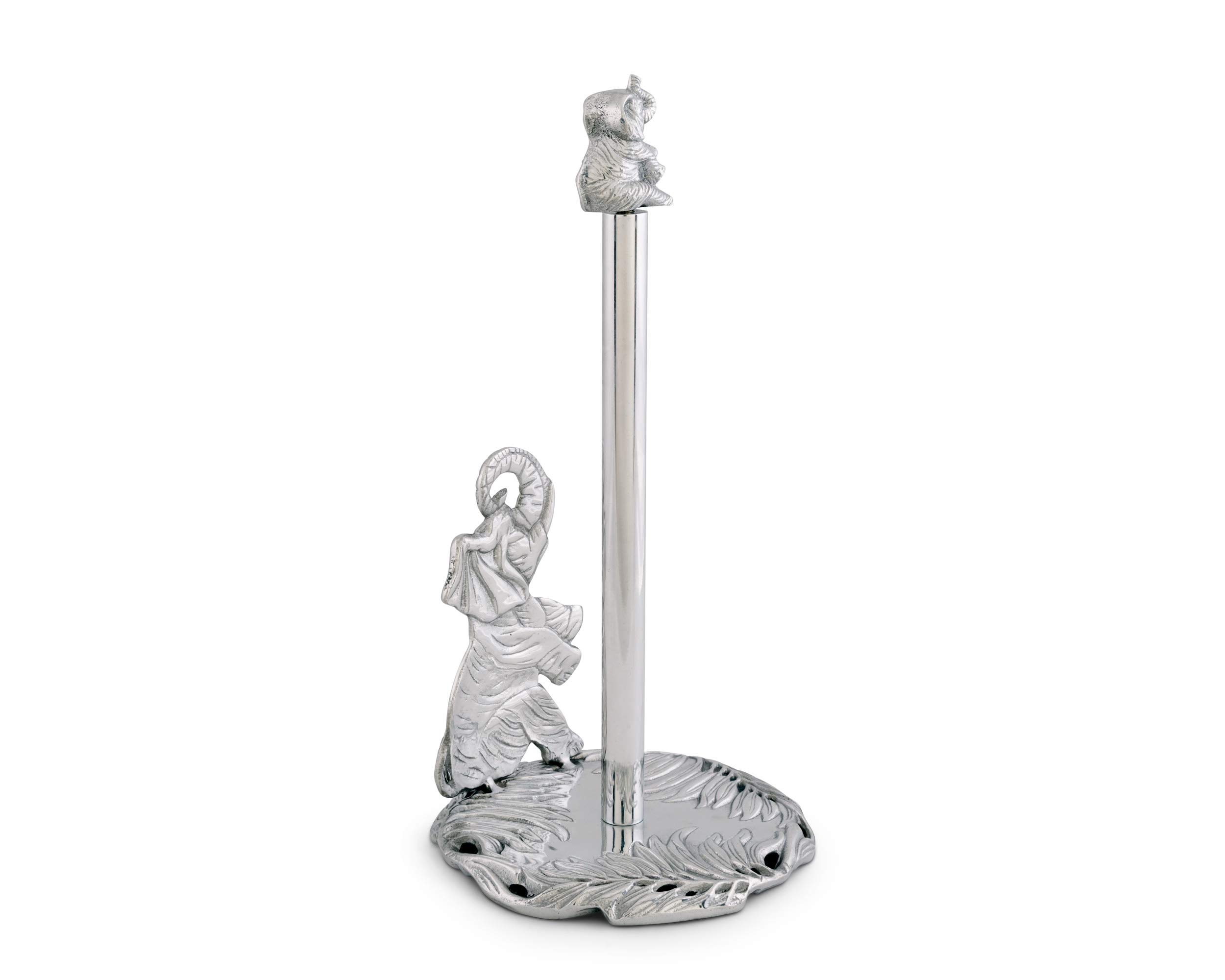 Arthur Court Designs Elephant Decorative Counter Top Paper Towel Holder - Aluminum Metal Countertop 14.5 inch Standing Tall