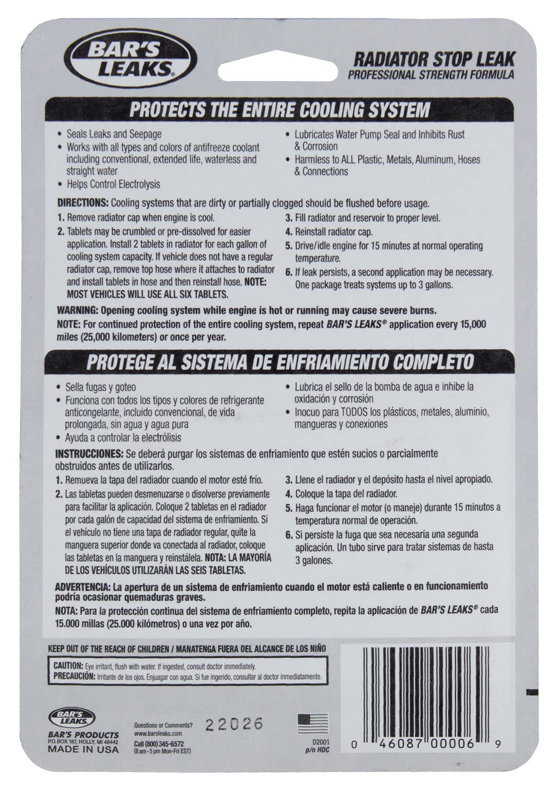 Bar's Leaks HDC Radiator Stop Leak Tablet - 60 Grams