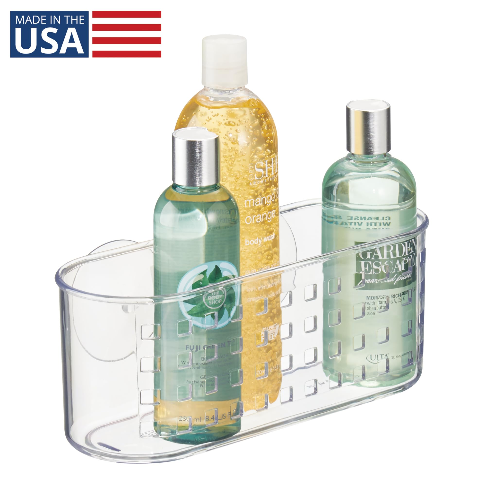 iDesign Plastic Shower Caddy and Bathroom Organizer Basket with Suction Cups β 10.25" x 3.75" x 4", Clear
