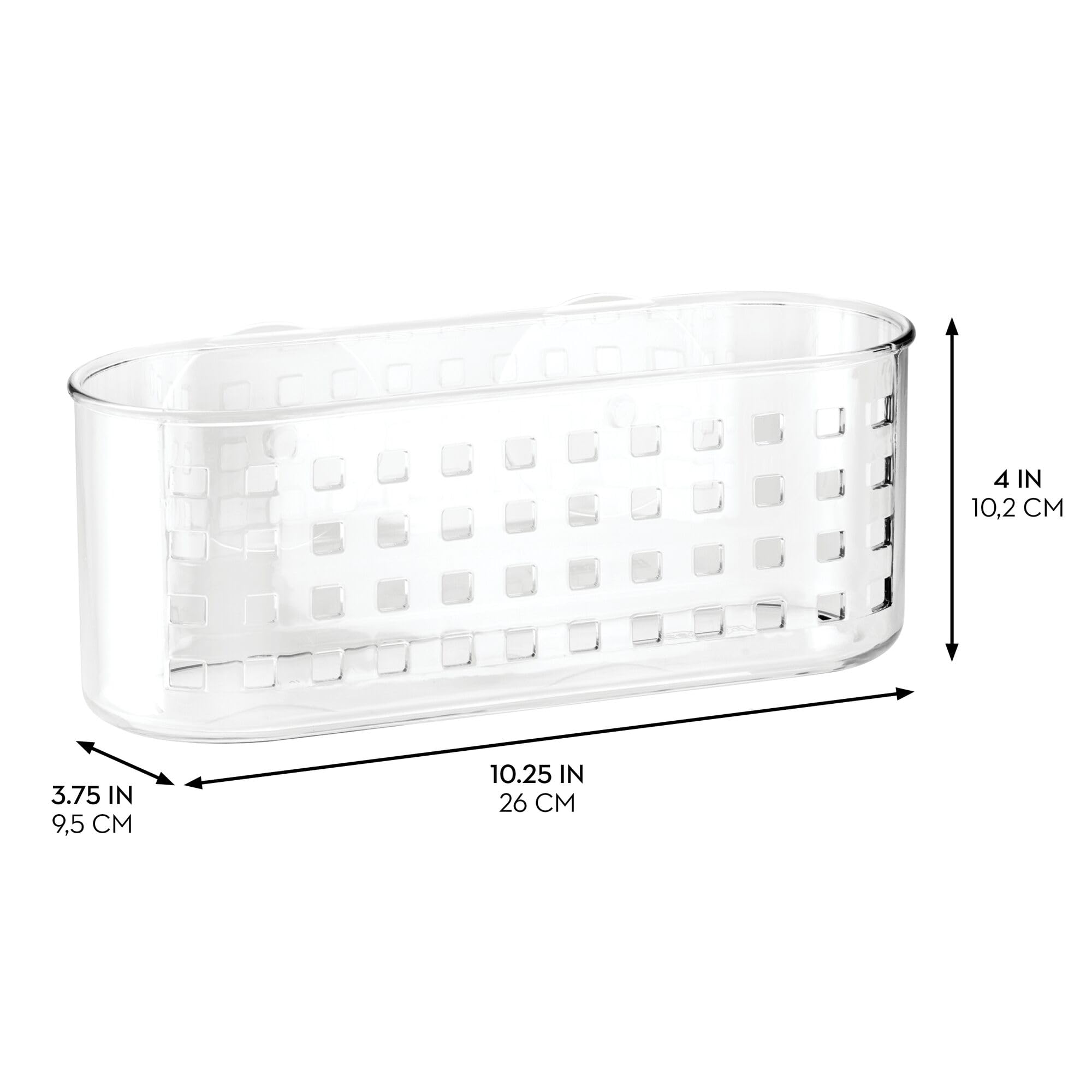 iDesign Plastic Shower Caddy and Bathroom Organizer Basket with Suction Cups β 10.25" x 3.75" x 4", Clear