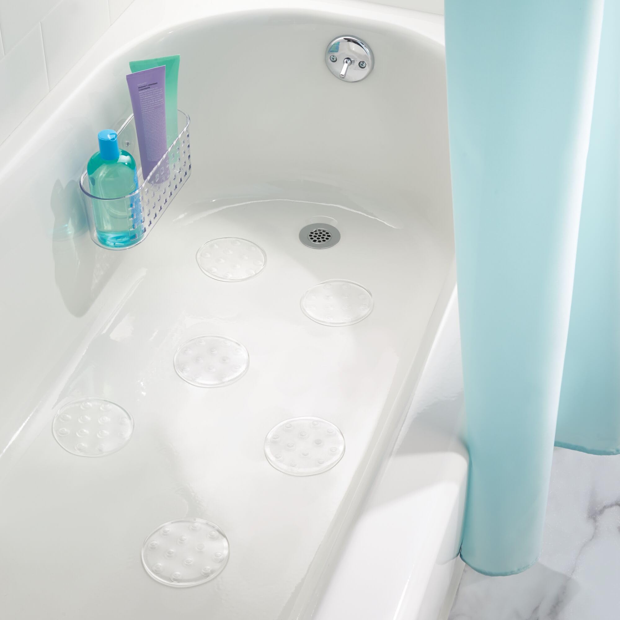 iDesign Plastic Shower Caddy and Bathroom Organizer Basket with Suction Cups β 10.25" x 3.75" x 4", Clear