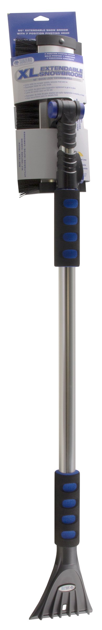 SubZero 80037 60" Quick Lock Pivoting Head Snowbroom with Integrated Squeegee and Ice Scraper , Black