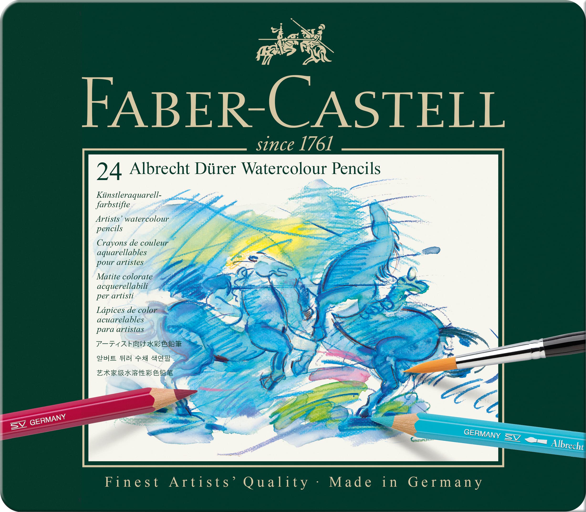 Faber-Castel FC117524 Albrecht Durer Artist Watercolor Pencils In A Tin (24 Pack), Assorted