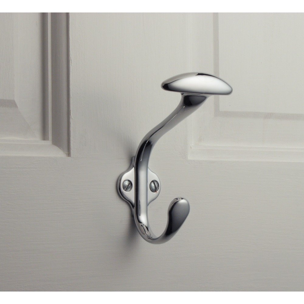 InterDesign Paris Wall Mount Hook – Hanging Storage for Jackets, Coats, Hats and Scarves – Dual Hook, Chrome