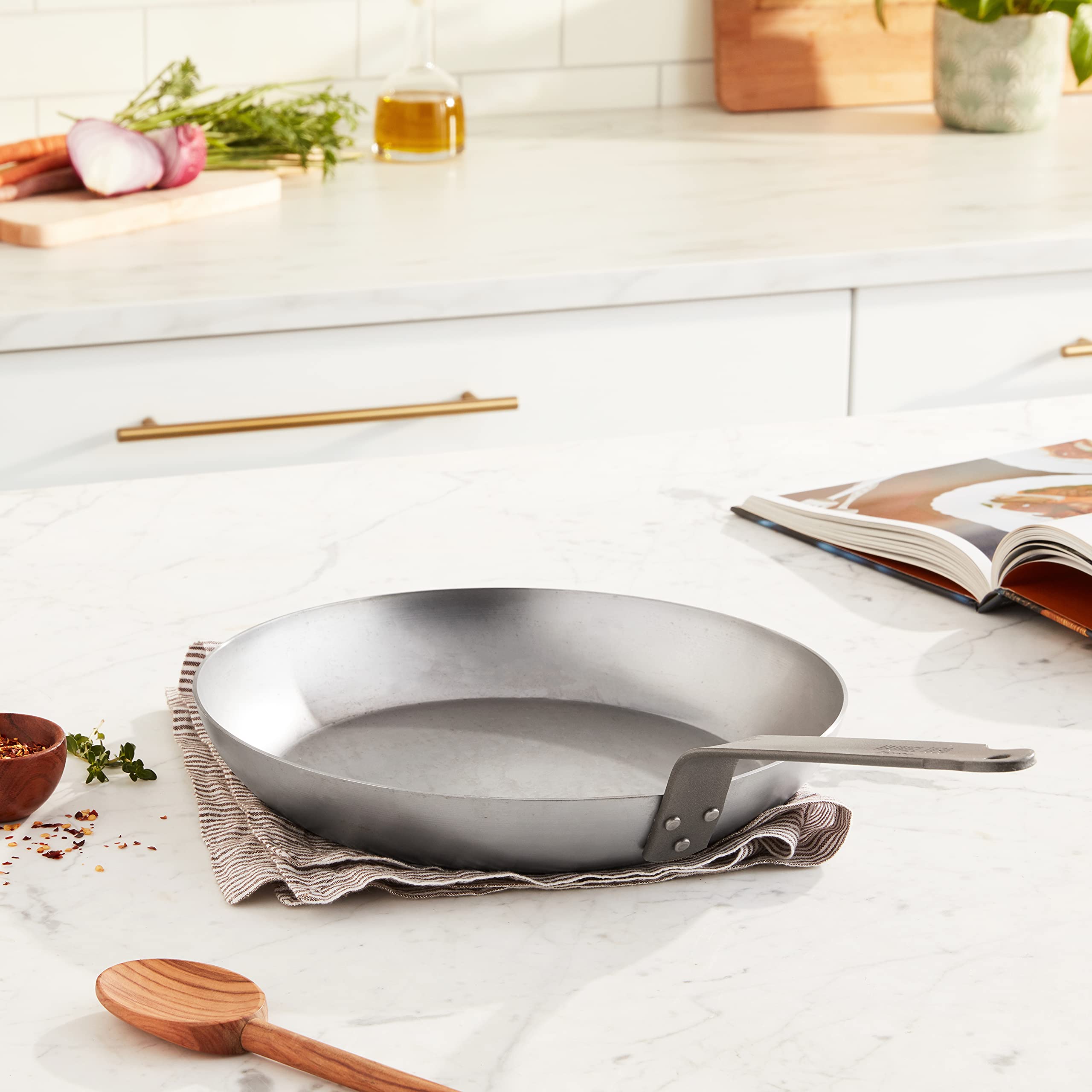 Mauviel M'Steel Black Carbon Natural Nonstick Frying Pan With Iron Handle, 11-in, Suitable For All Cooking Surfaces