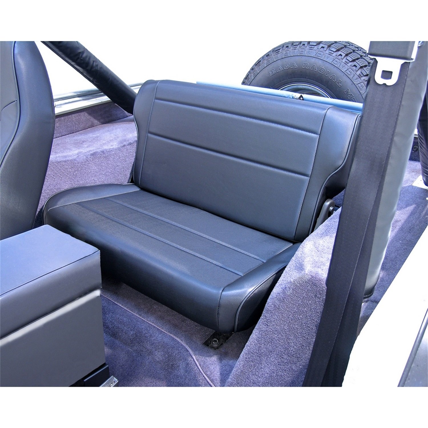 Rugged Ridge 13462.01 Seat, Rear, Fold/Tumble, Black; 76-86 Jeep CJ/Wrangler YJ