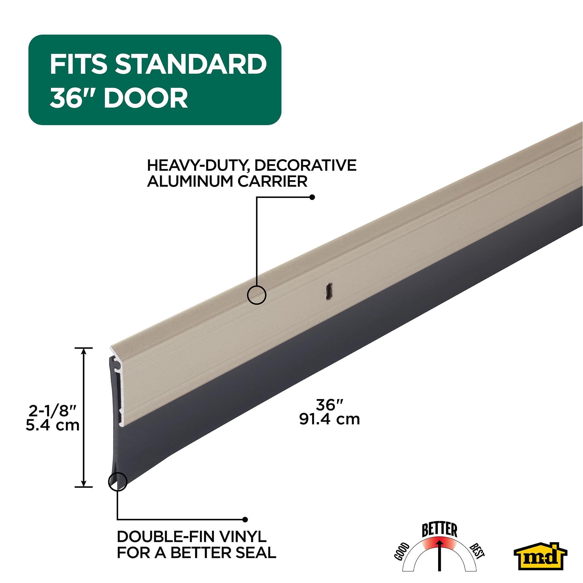 M-D Building Products 48996 M-D Deluxe Heavy Duty Door Sweep, 2-3/4 in W X 36 in L X 1/4 in H, quot