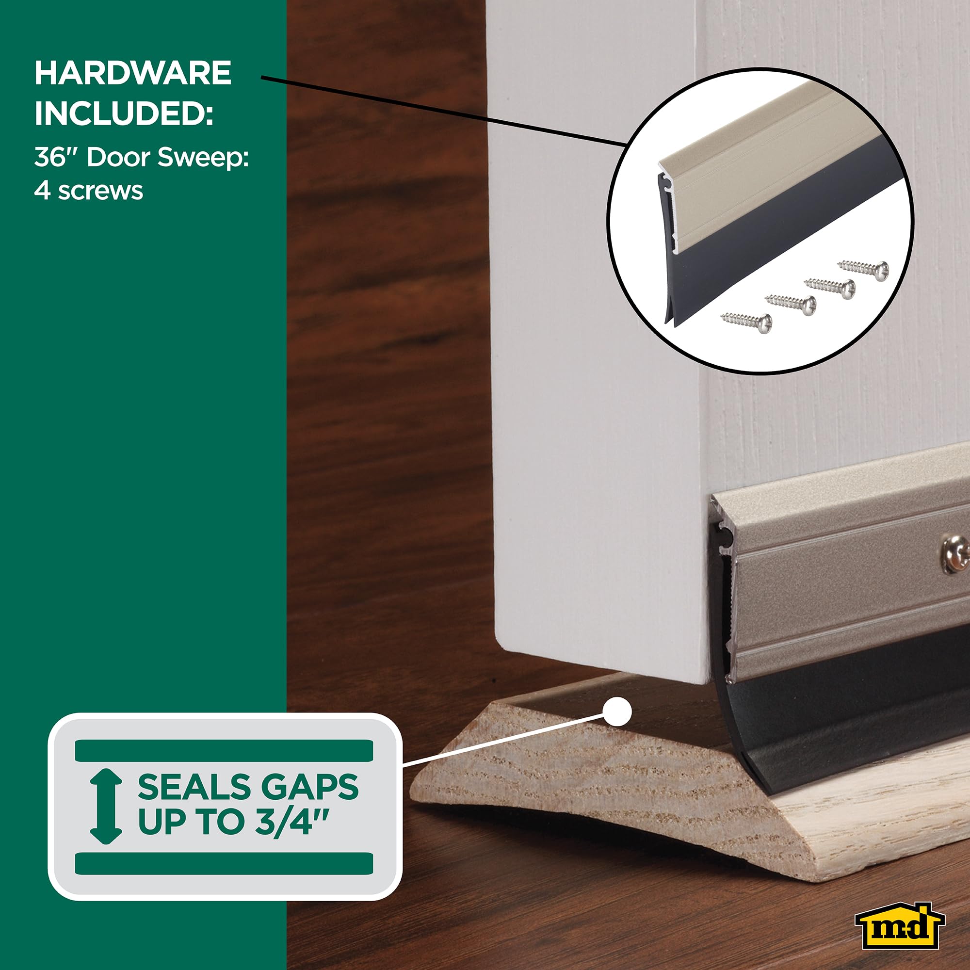 M-D Building Products 48996 M-D Deluxe Heavy Duty Door Sweep, 2-3/4 in W X 36 in L X 1/4 in H, quot