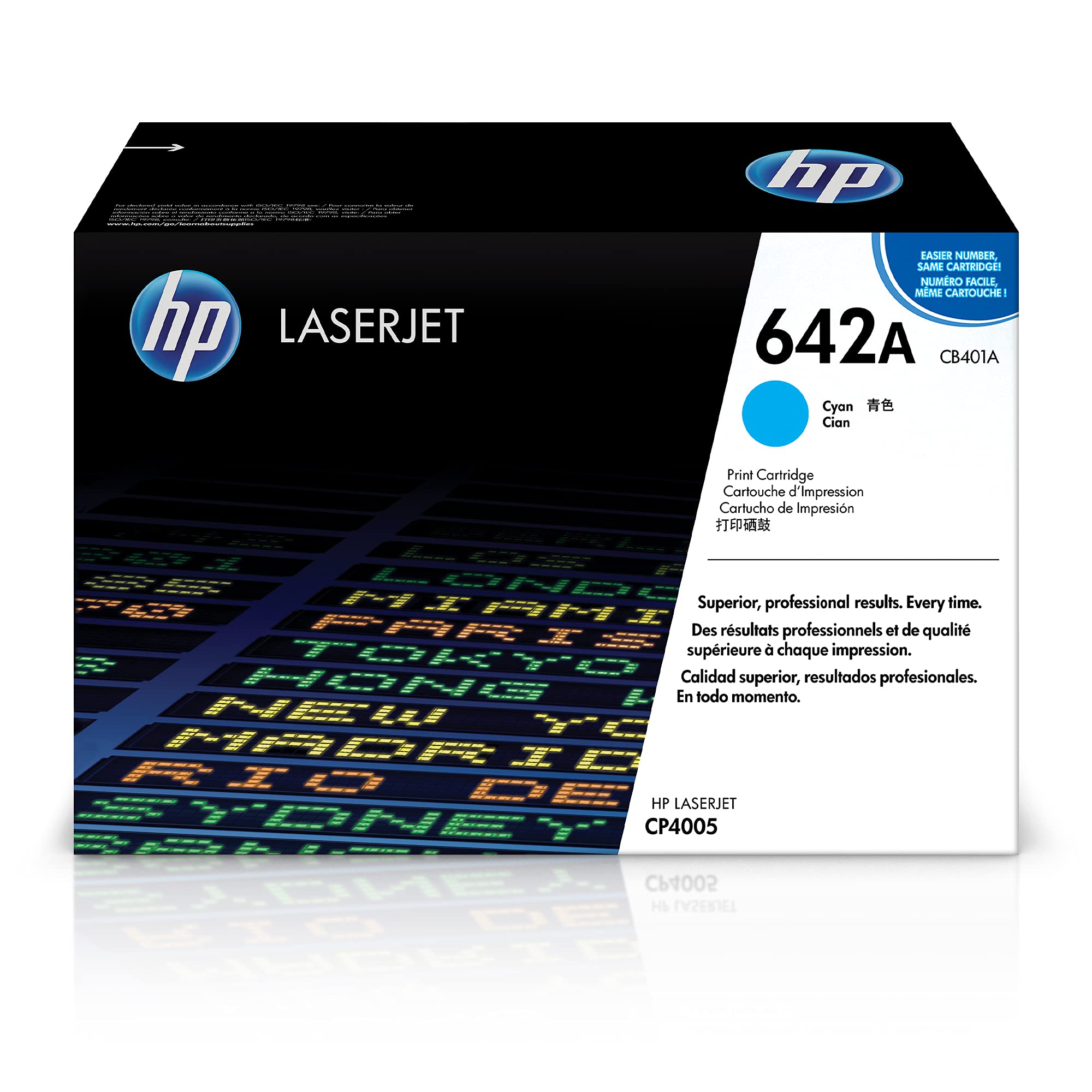 Original HP 642A Cyan Toner Cartridge | Works with HP Color LaserJet CP4005 Series | CB401A