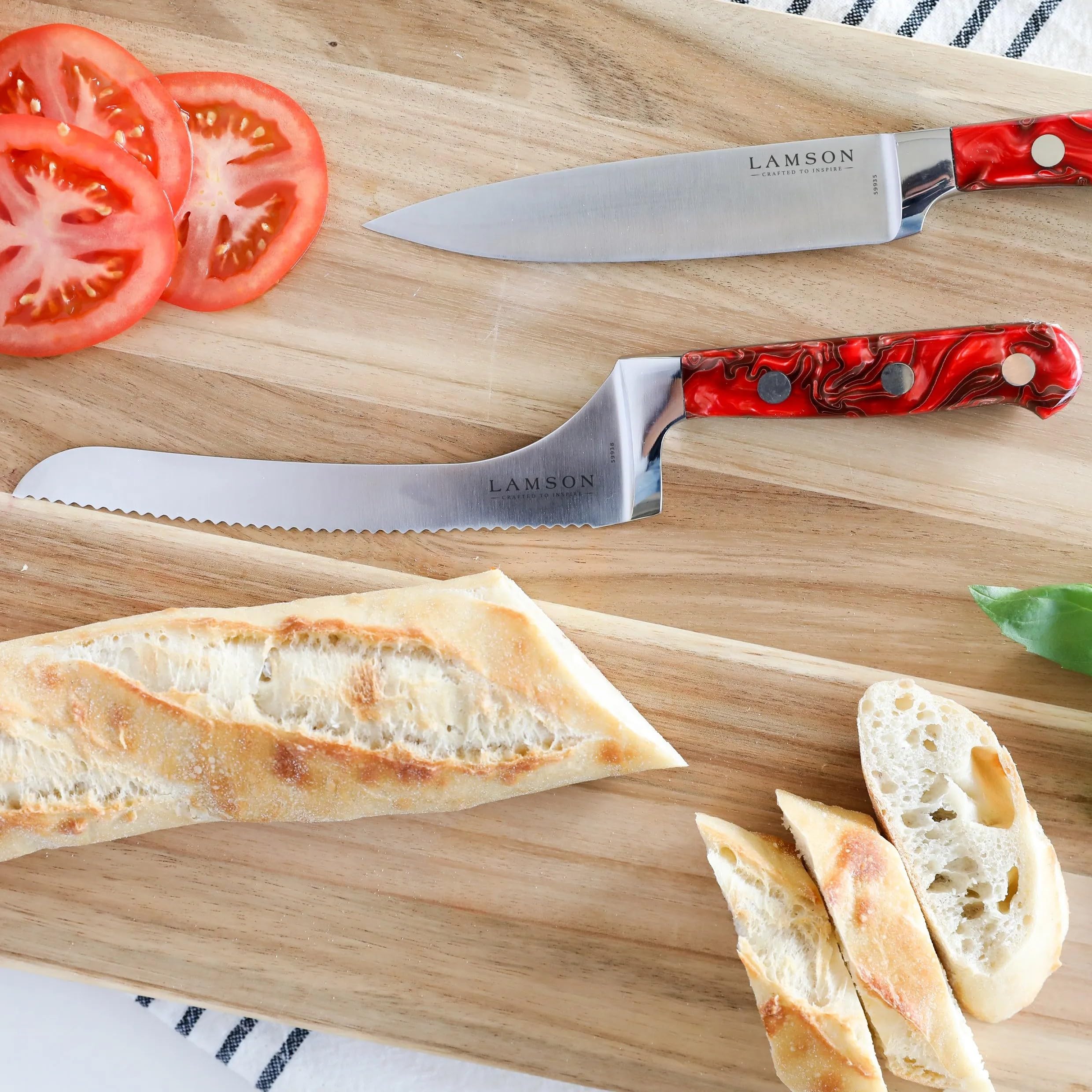 Lamson WALNUT Forged 7" Offset Bread Knife, Serrated