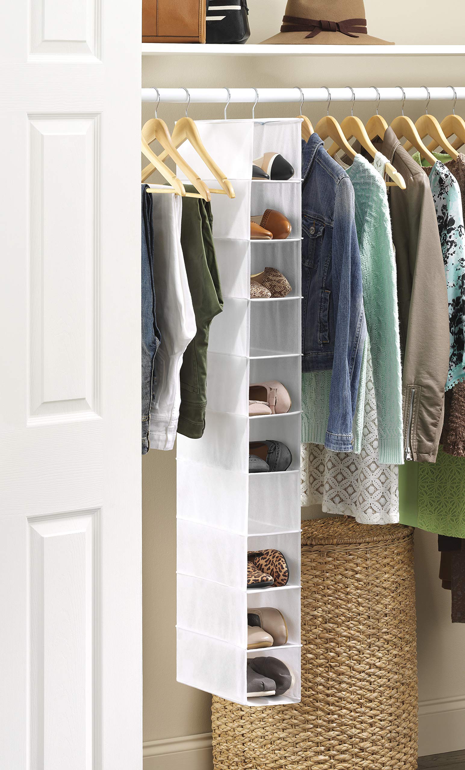 Whitmor Hanging Shoe Shelves 10 Section White
