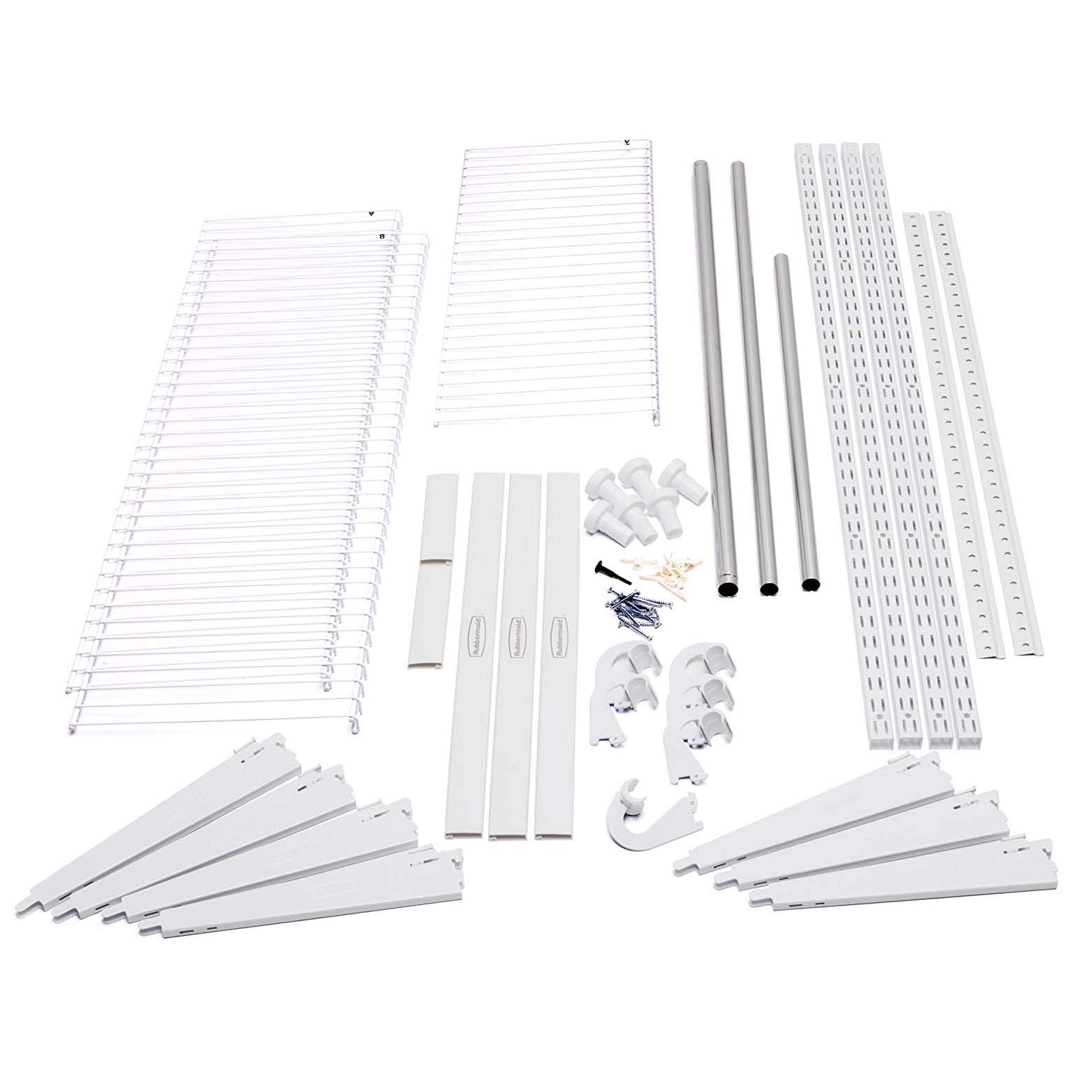 Rubbermaid Configurations Classic Closet Kit, White, 3-6 Ft., Wire Shelving Kit with Expandable Shelving and Telescoping Rods, Custom Closet Organization System, Easy Installation