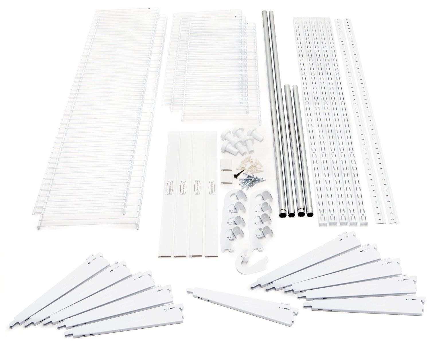 Rubbermaid Configurations Deluxe Closet Kit, Titanium, 4-8 Ft., Wire Shelving Kit with Expandable Shelving and Telescoping Rods, Custom Closet Organization System, Easy Installation