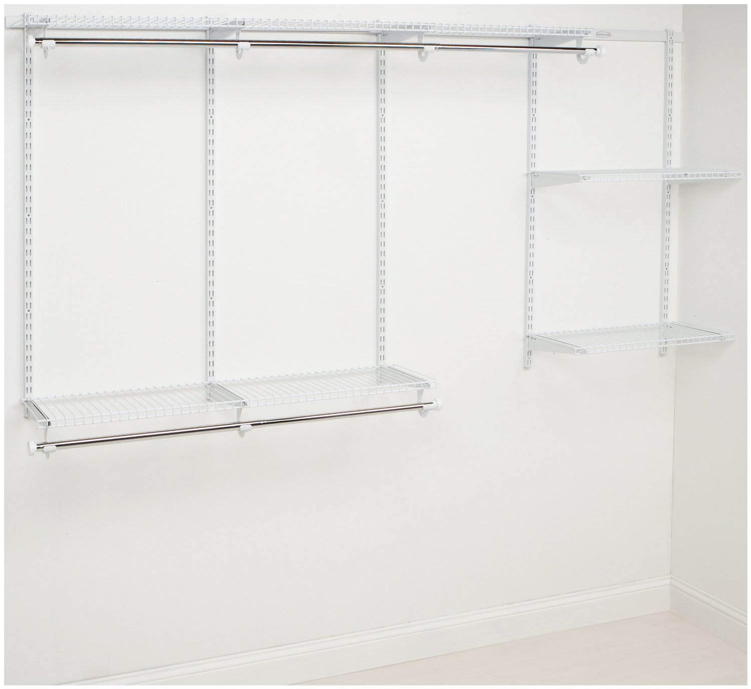 Rubbermaid Configurations Deluxe Closet Kit, Titanium, 4-8 Ft., Wire Shelving Kit with Expandable Shelving and Telescoping Rods, Custom Closet Organization System, Easy Installation