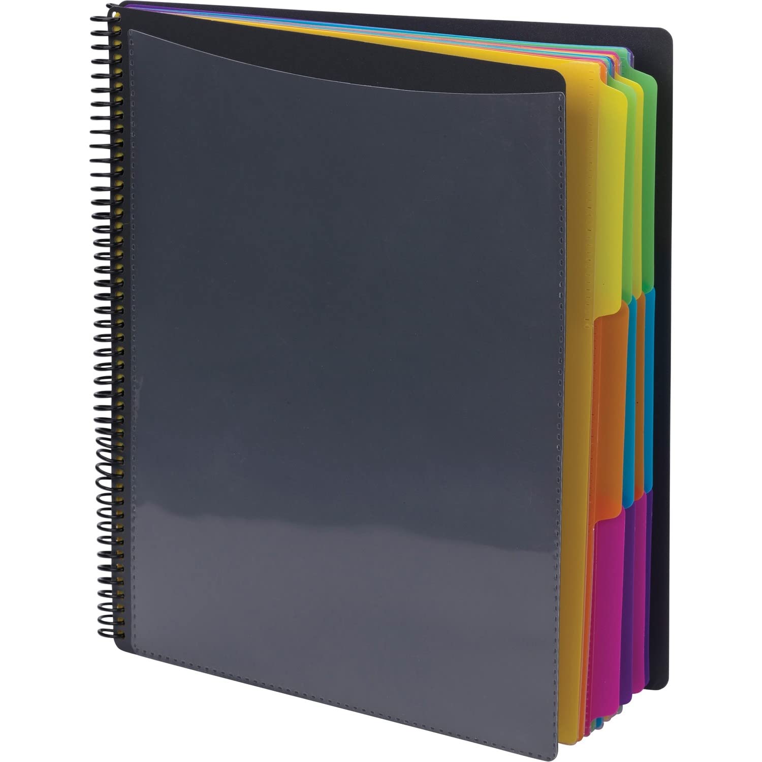 Smead 24 Pocket Poly Project Organizer, 1/3-Cut Tab, Letter Size, Gray with Bright Colors (89206)