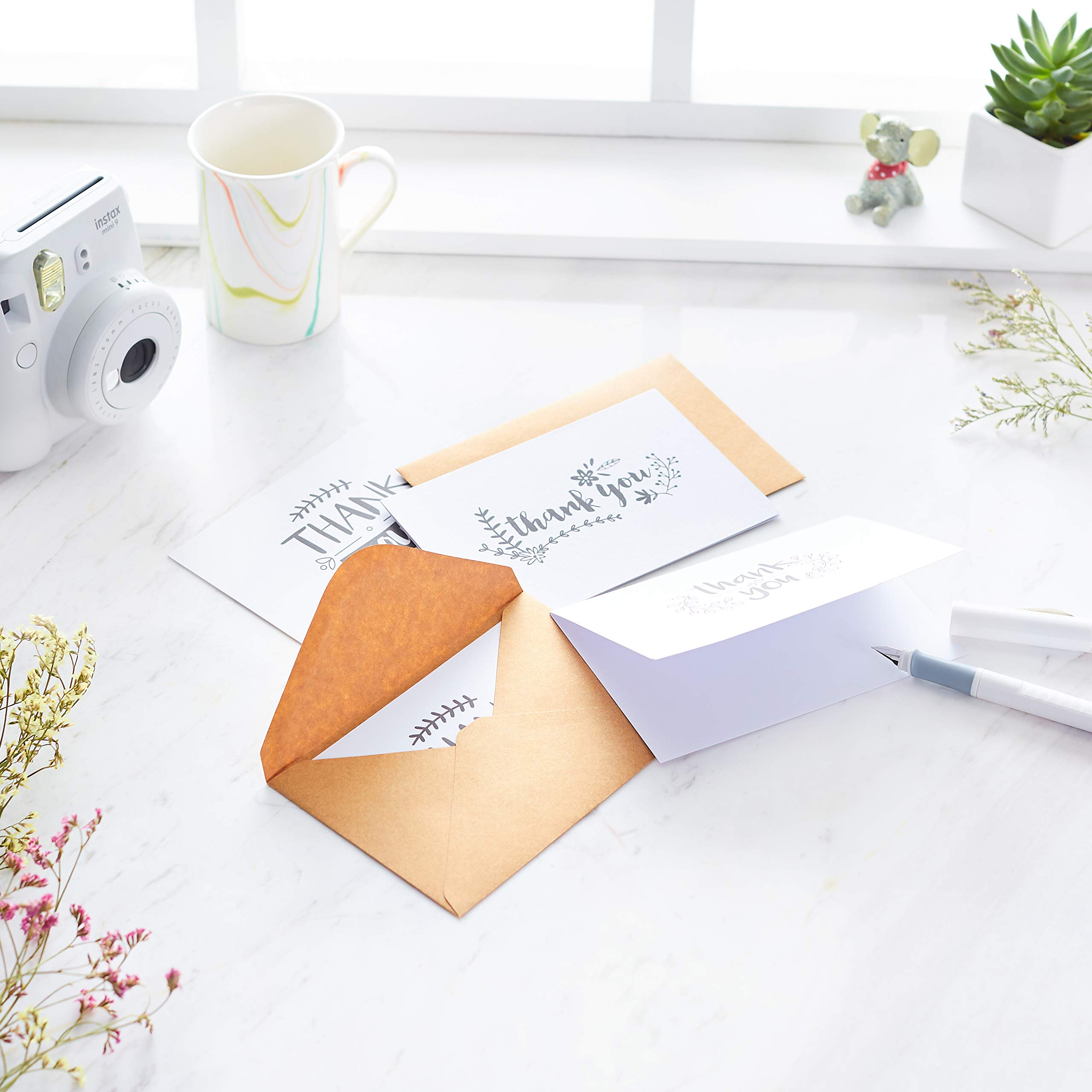 Amazon Basics Thank You Cards, Black and White, 48 Cards and Envelopes
