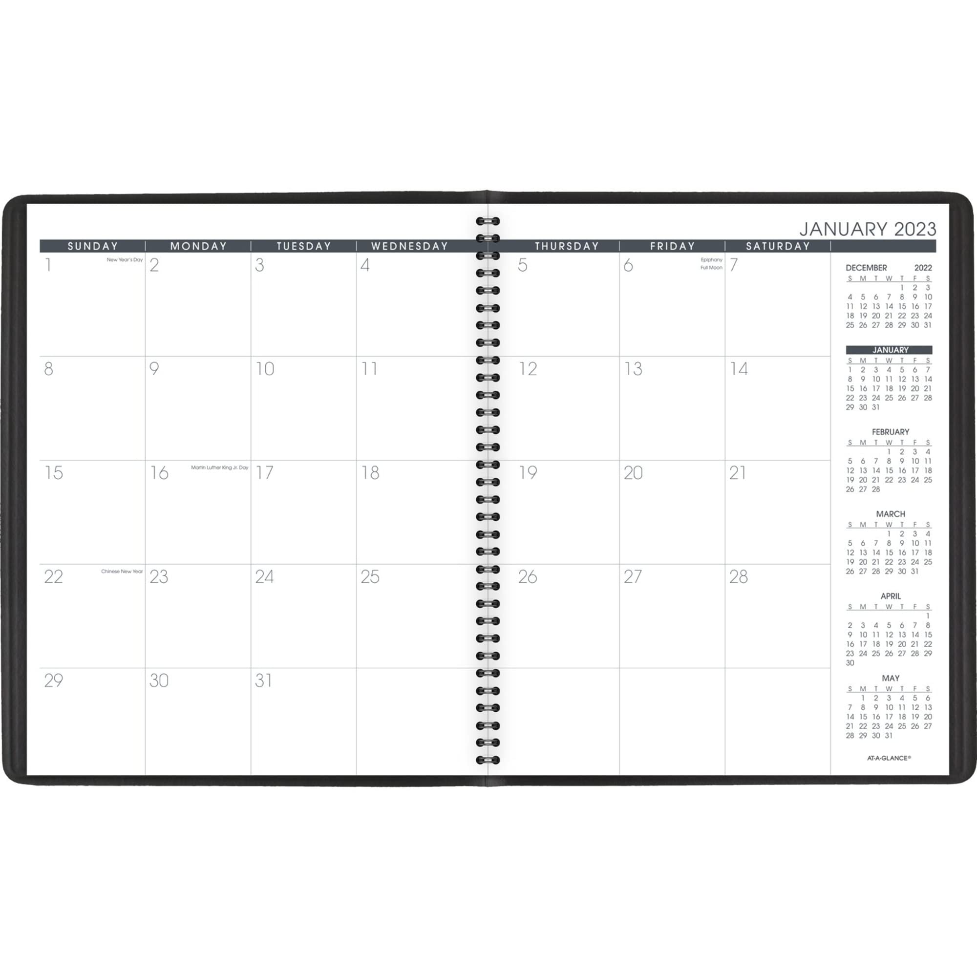 AT-A-GLANCE 2023 Monthly Planner, 9" x 11", Large, 15 Months, Black (7026005)
