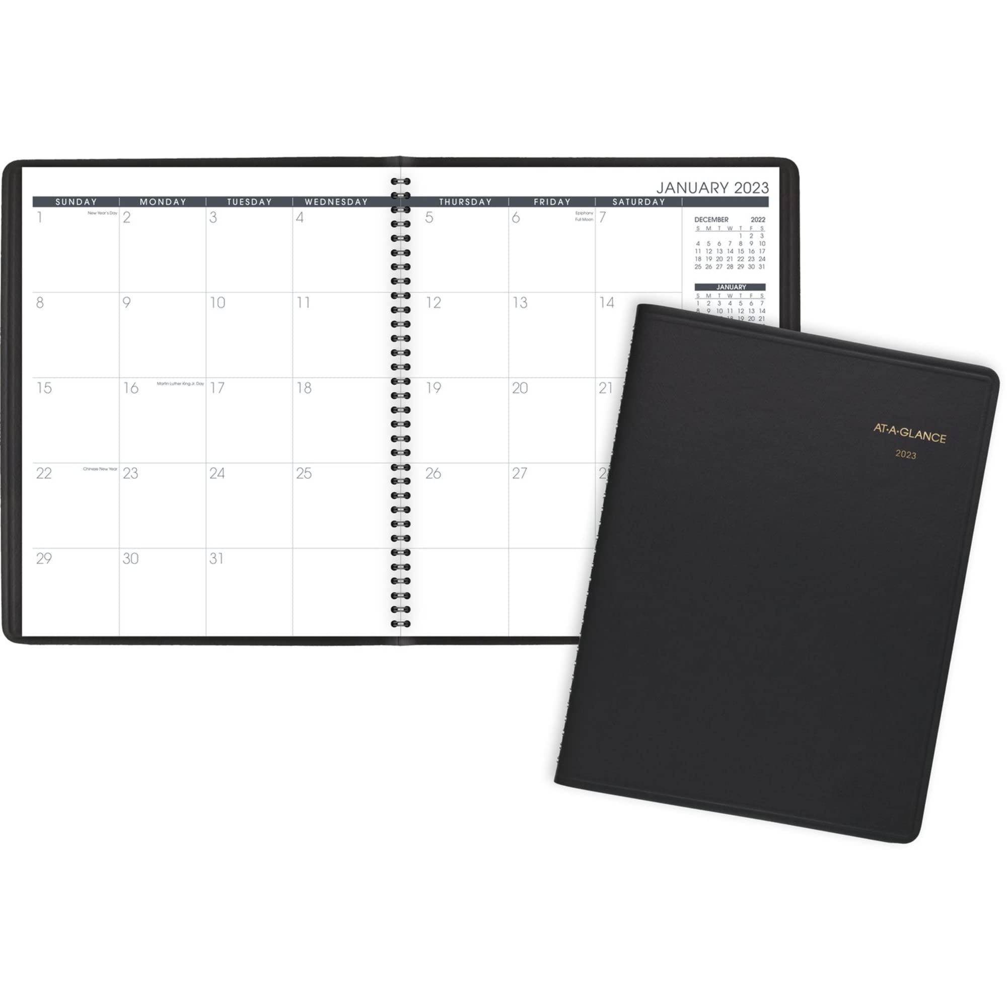 AT-A-GLANCE 2023 Monthly Planner, 9" x 11", Large, 15 Months, Black (7026005)