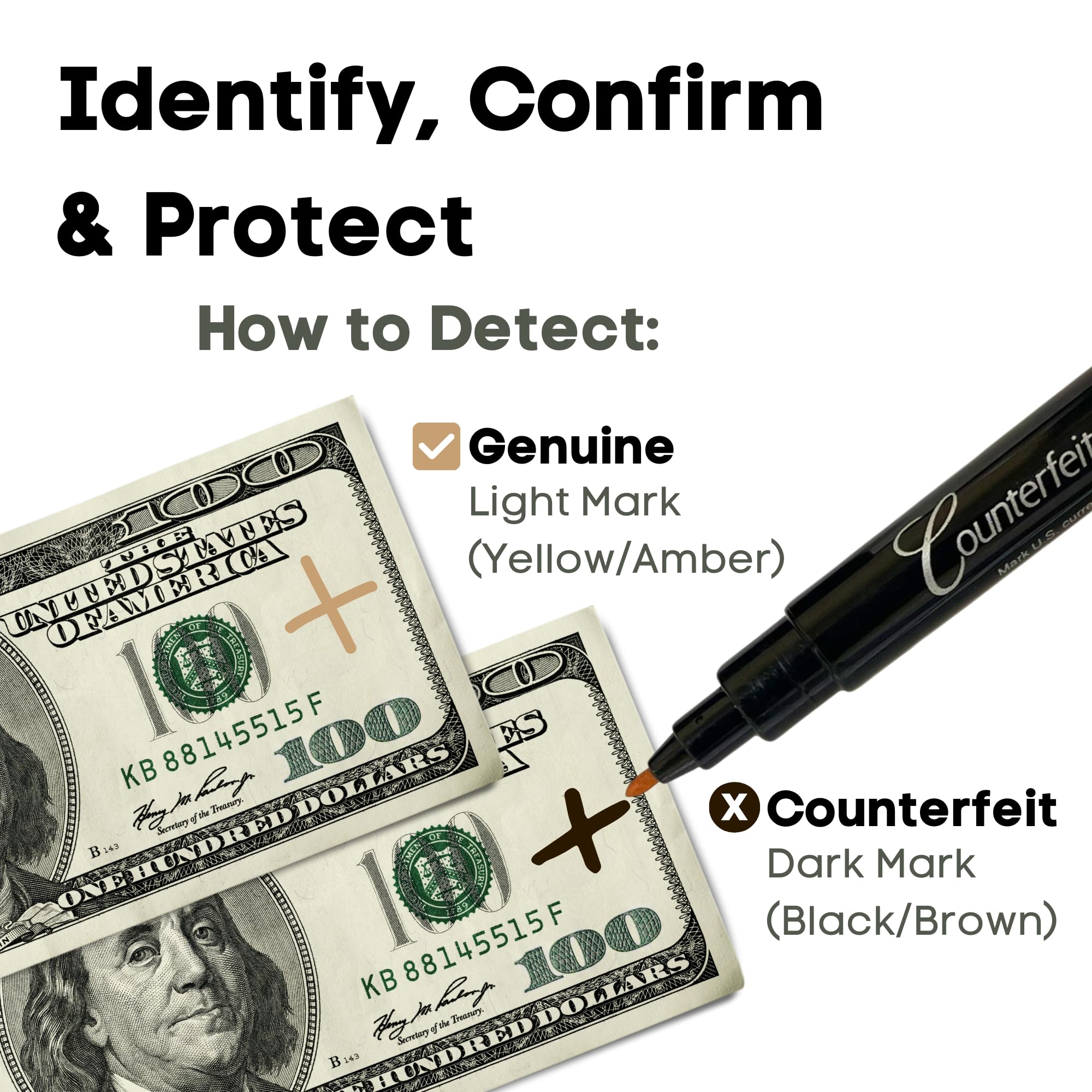 Dri Mark CFD5PK Counterfeit Bill Detector Marker Pen, Made in The USA, 3 Times More Ink, Pocket Size, Fake Money Checker - Money Loss Prevention Tester & Fraud Protection for U.S. Currency (Pack of 5)