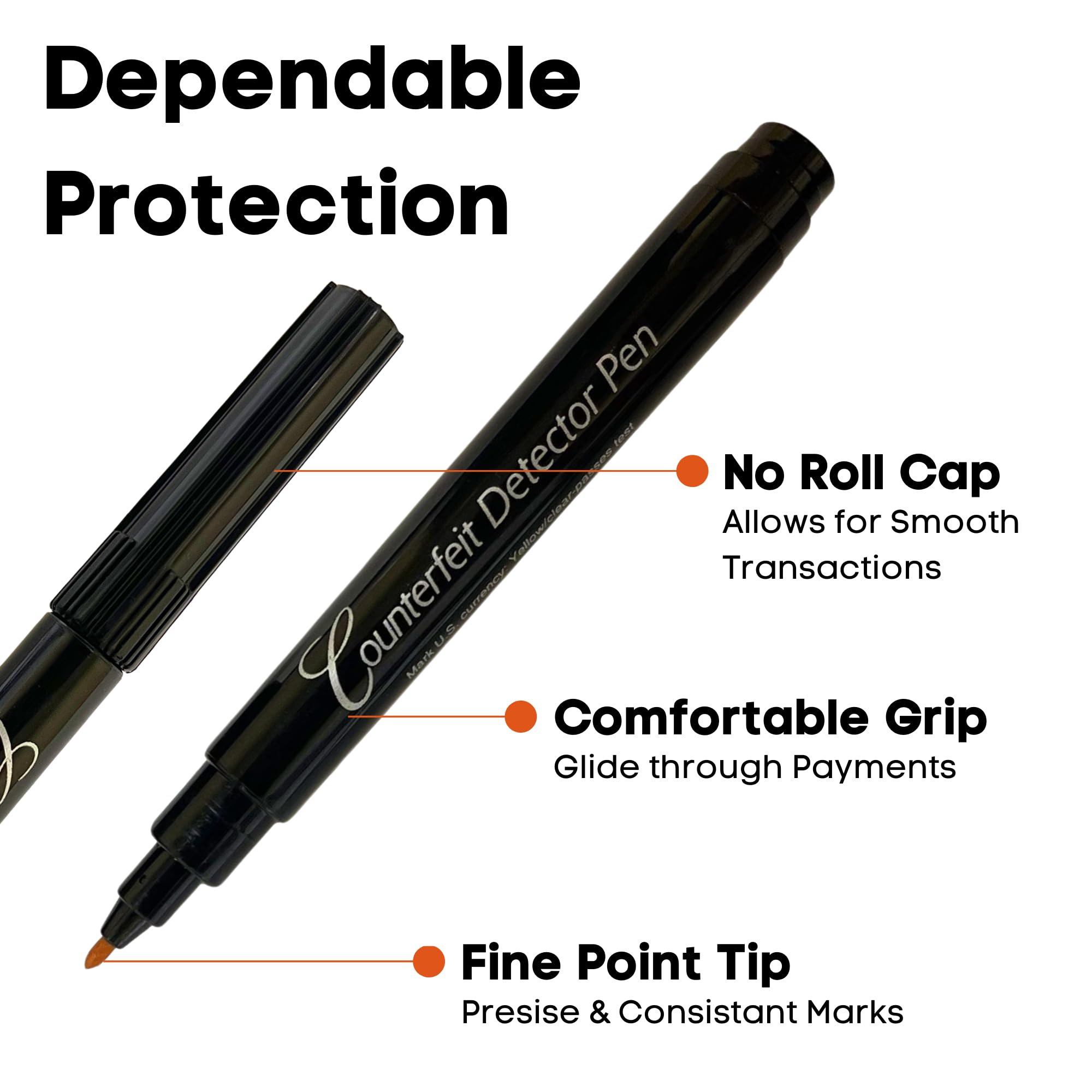 Dri Mark CFD5PK Counterfeit Bill Detector Marker Pen, Made in The USA, 3 Times More Ink, Pocket Size, Fake Money Checker - Money Loss Prevention Tester & Fraud Protection for U.S. Currency (Pack of 5)