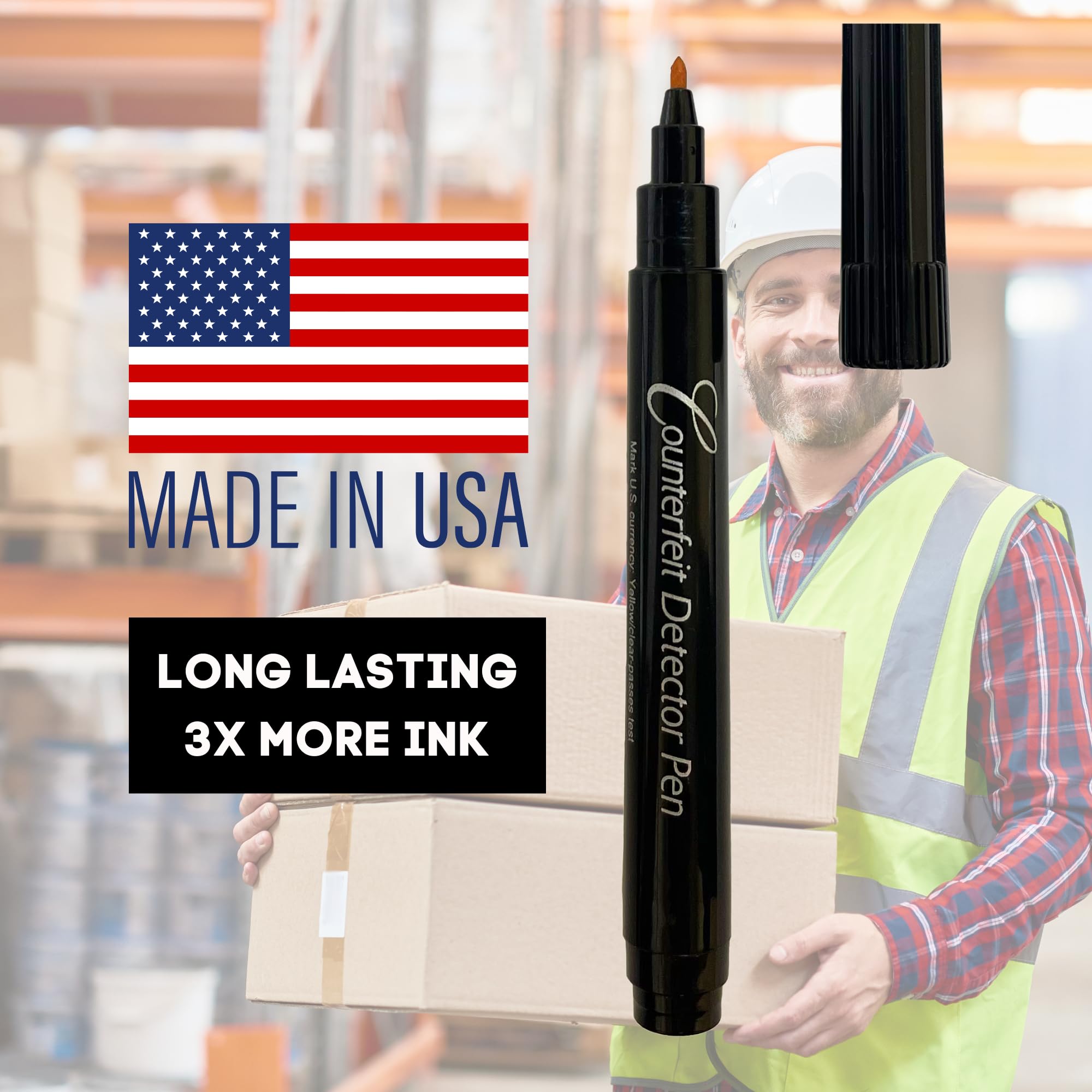 Dri Mark CFD5PK Counterfeit Bill Detector Marker Pen, Made in The USA, 3 Times More Ink, Pocket Size, Fake Money Checker - Money Loss Prevention Tester & Fraud Protection for U.S. Currency (Pack of 5)